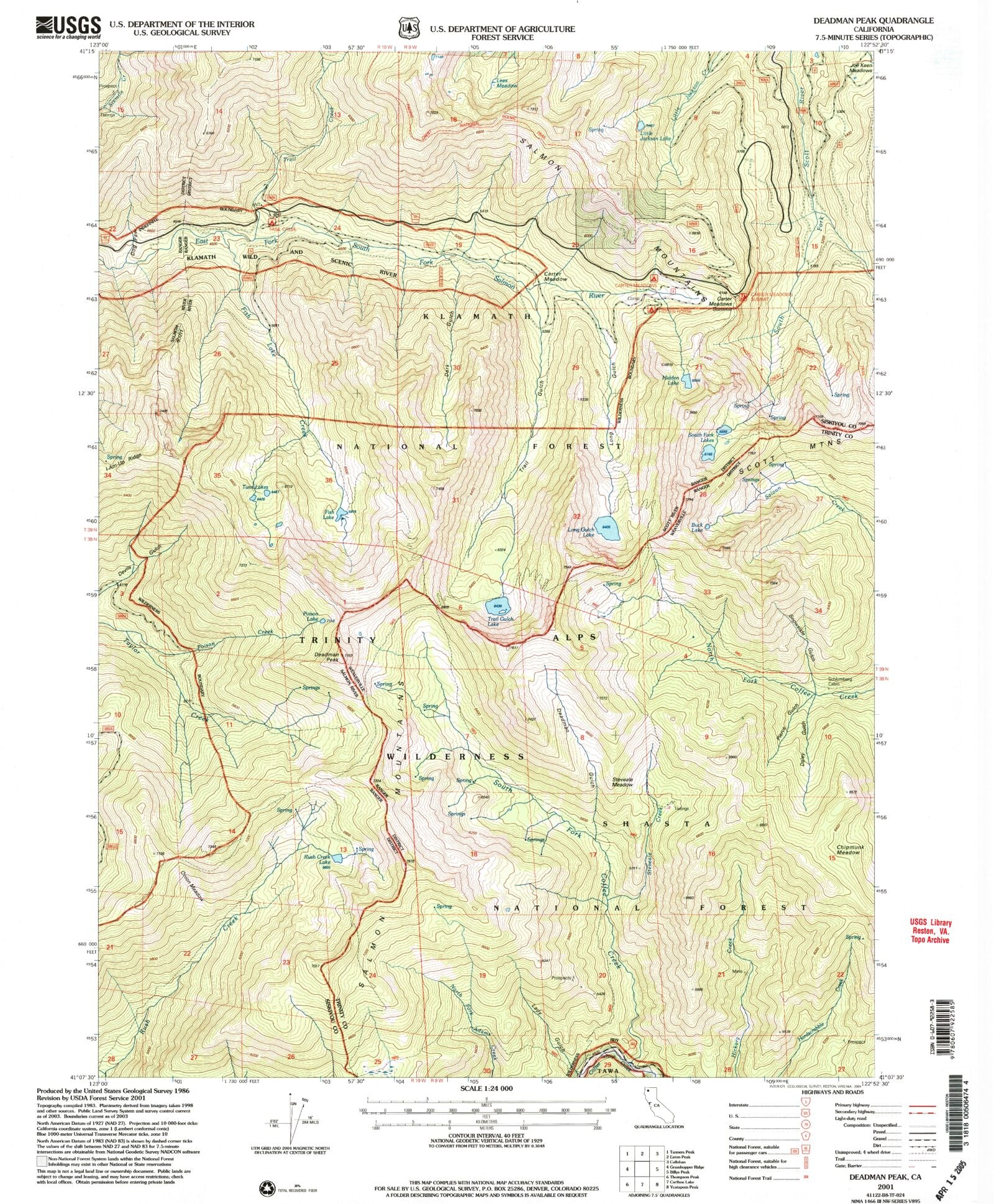 Classic USGS Deadman Peak California 7.5'x7.5' Topo Map – MyTopo Map Store