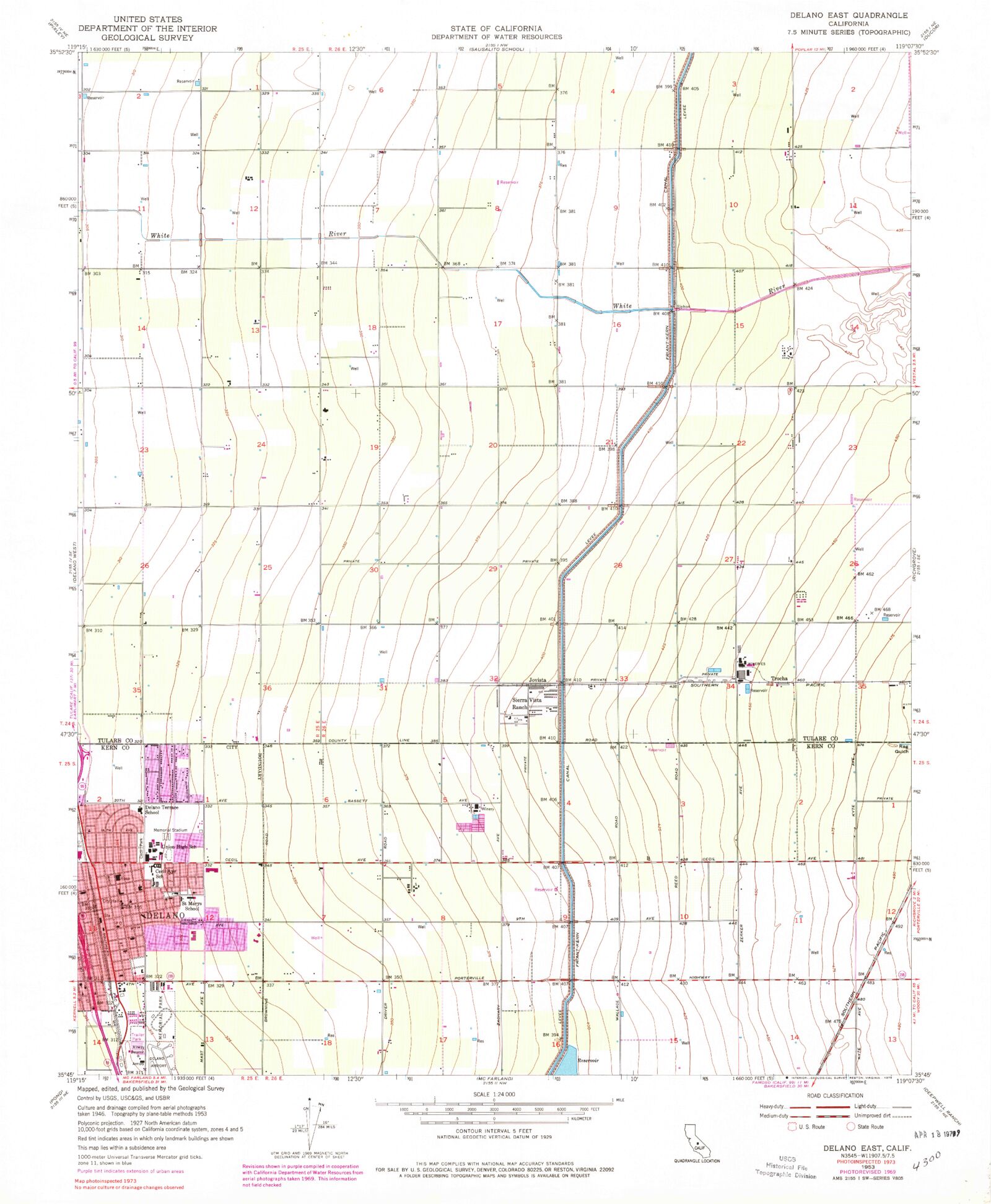 Classic USGS Delano East California 7.5'x7.5' Topo Map – MyTopo Map Store