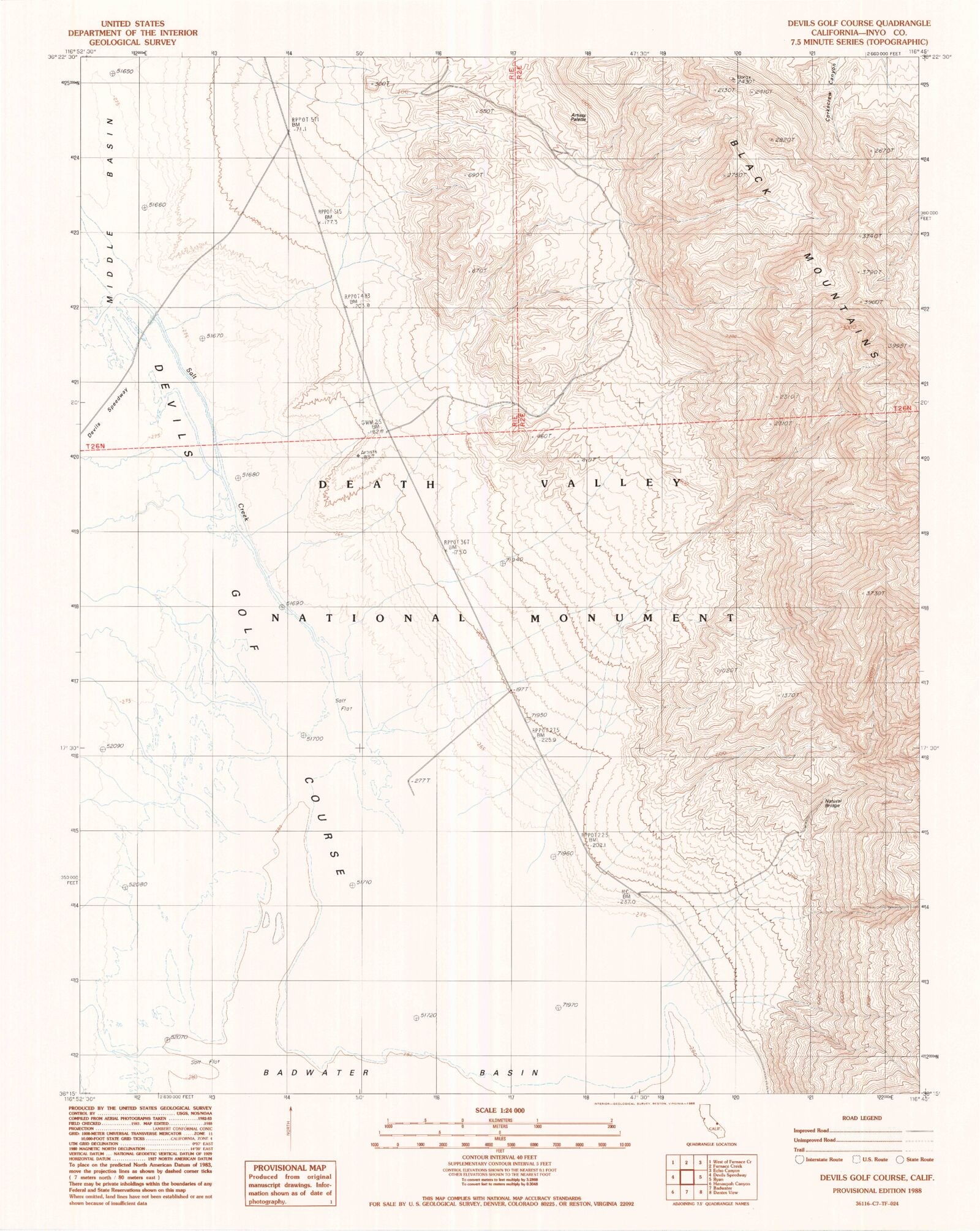 Classic USGS Devils Golf Course California 7.5'x7.5' Topo Map – MyTopo ...