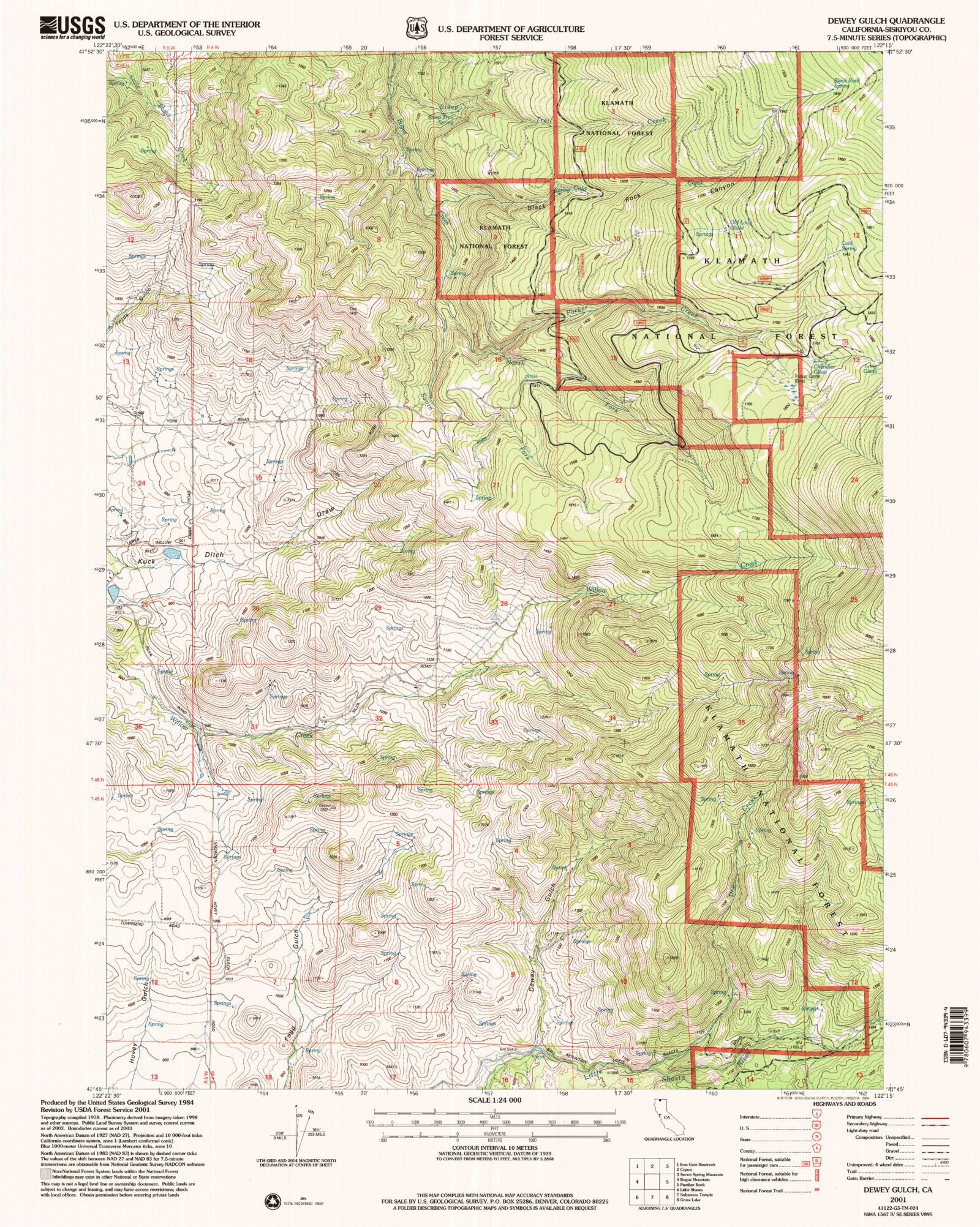 Classic USGS Dewey Gulch California 7.5'x7.5' Topo Map – MyTopo Map Store