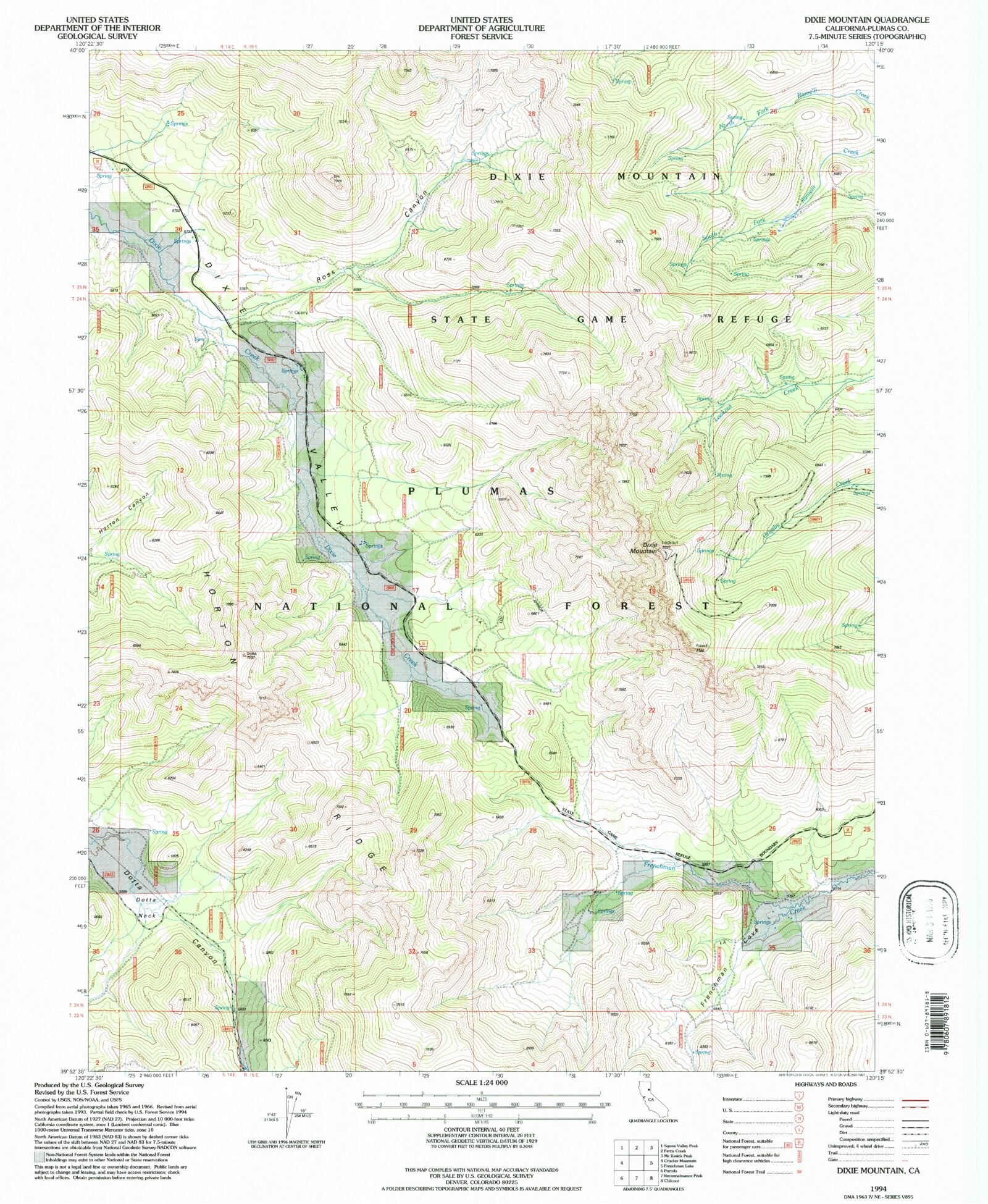 Classic USGS Dixie Mountain California 7.5'x7.5' Topo Map – MyTopo Map ...