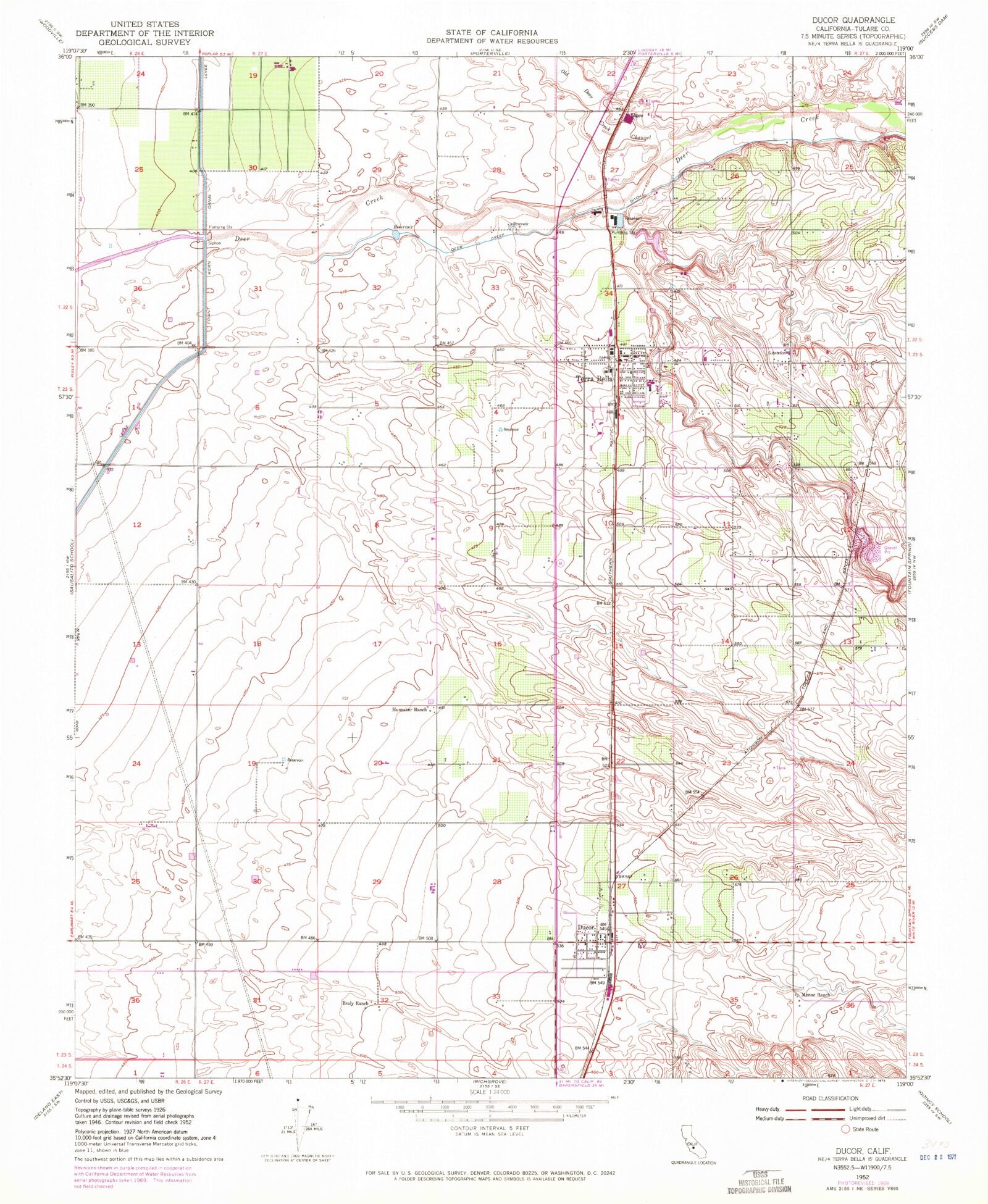 Classic USGS Ducor California 7.5'x7.5' Topo Map – MyTopo Map Store
