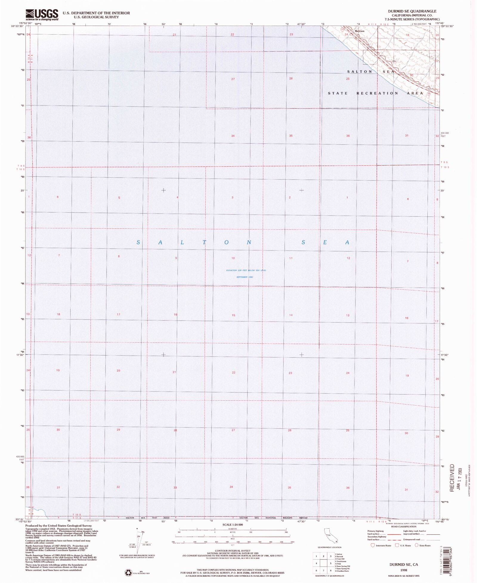 Classic USGS Durmid SE California 7.5'x7.5' Topo Map – MyTopo Map Store