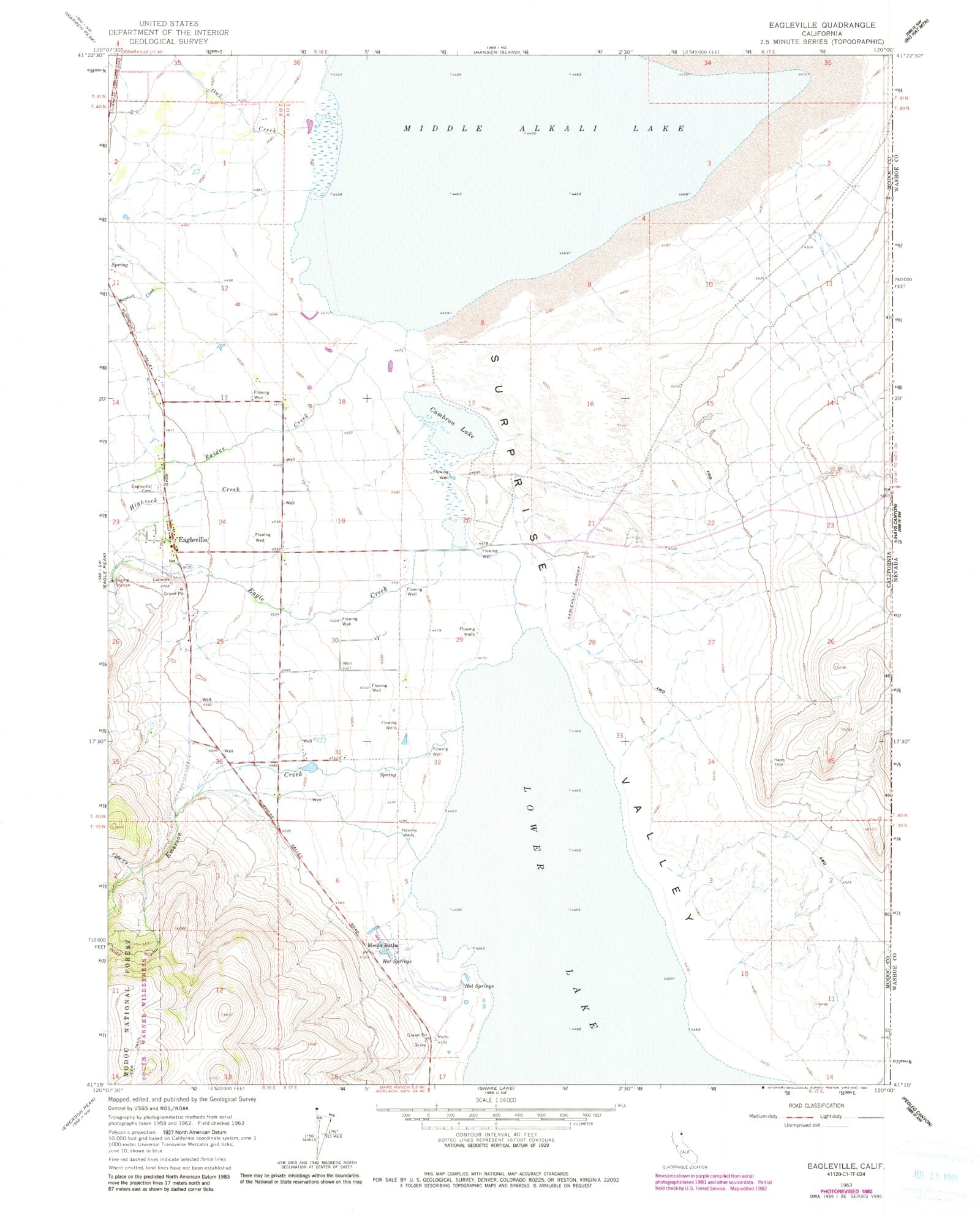 Classic USGS Eagleville California 7.5'x7.5' Topo Map – MyTopo Map Store
