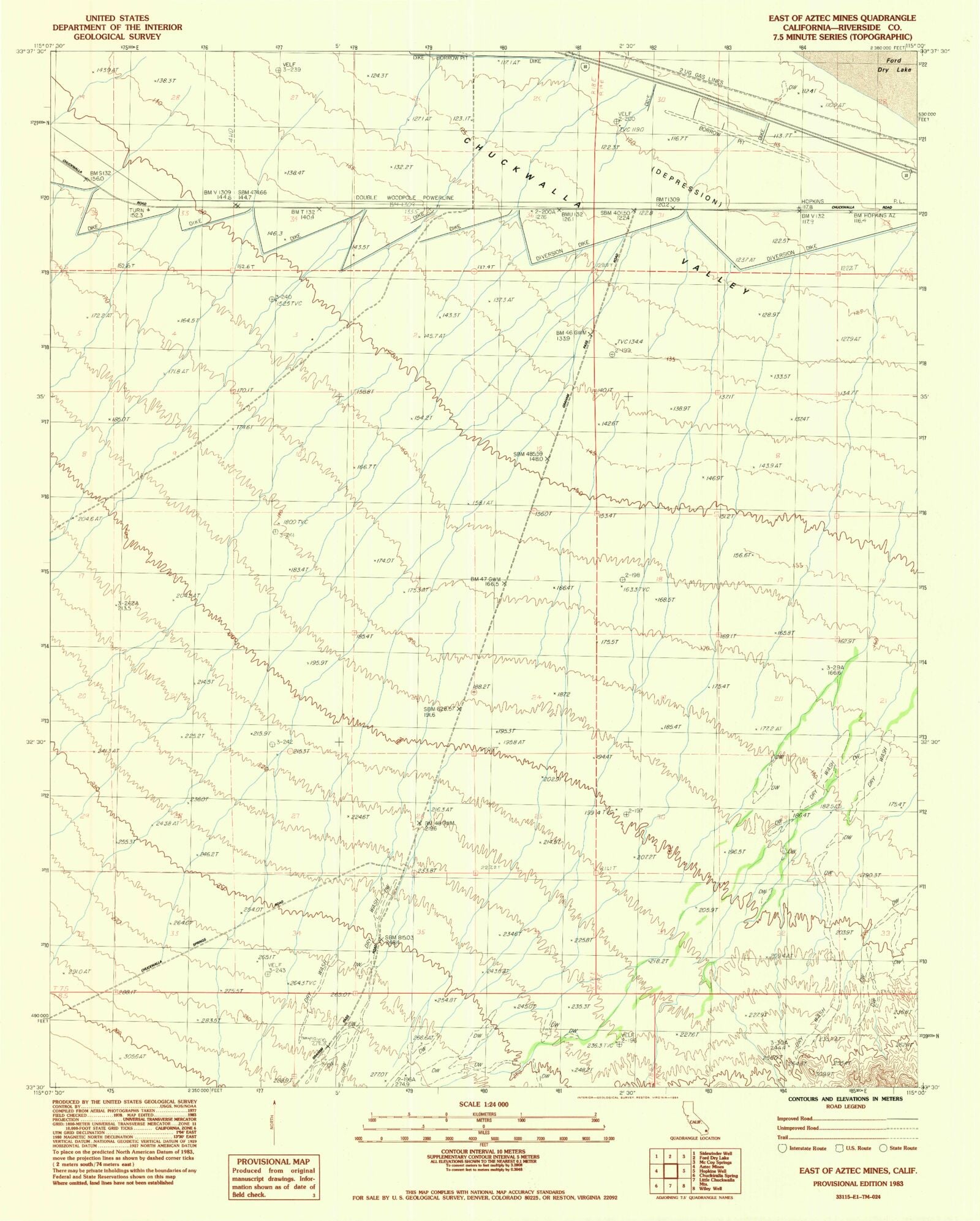 Classic USGS East of Aztec Mines California 7.5'x7.5' Topo Map – MyTopo ...