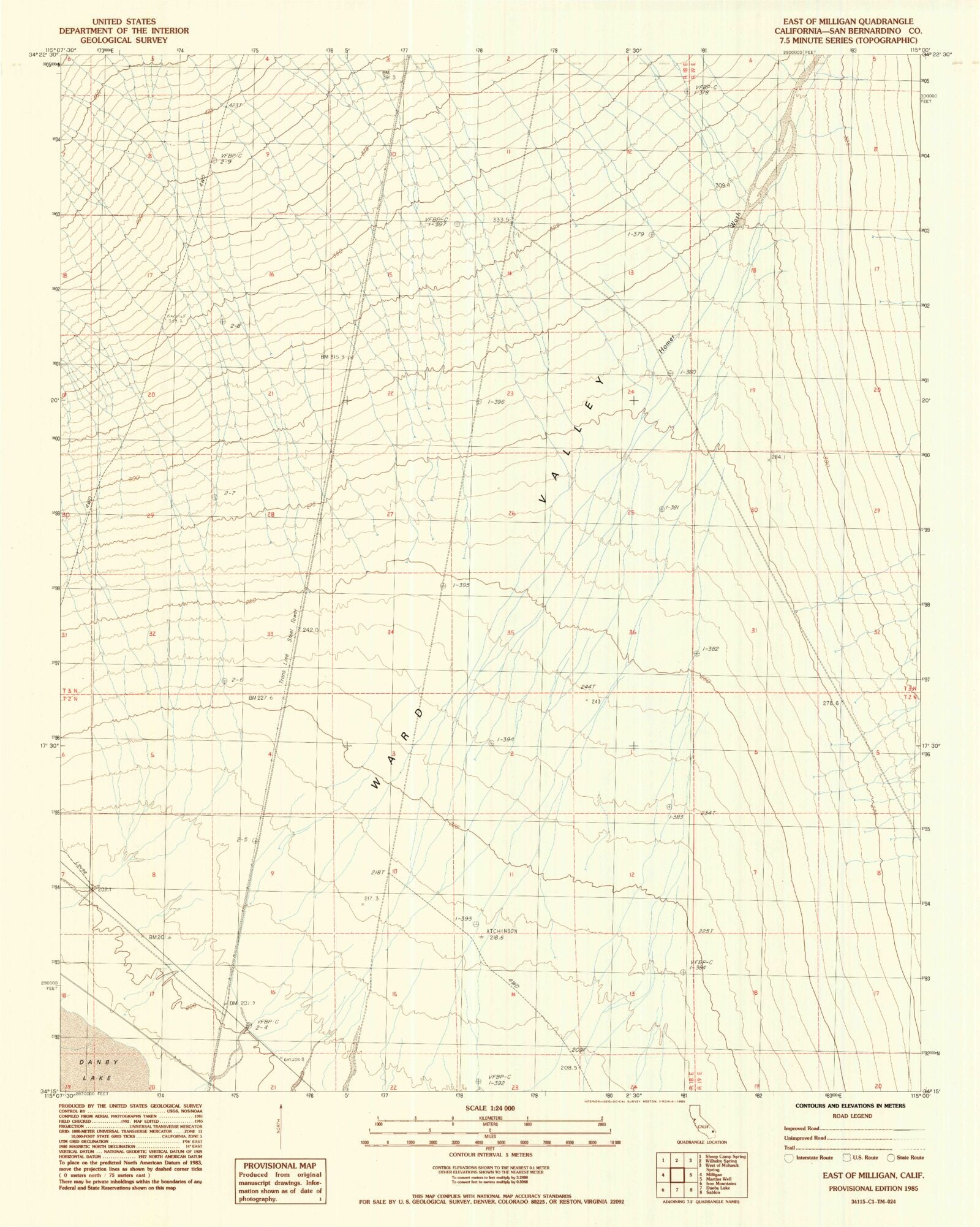 Classic USGS East of Milligan California 7.5'x7.5' Topo Map – MyTopo ...