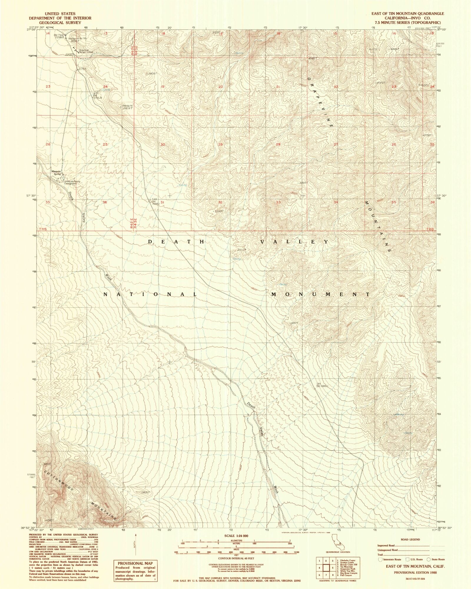 Classic USGS East of Tin Mountain California 7.5'x7.5' Topo Map ...