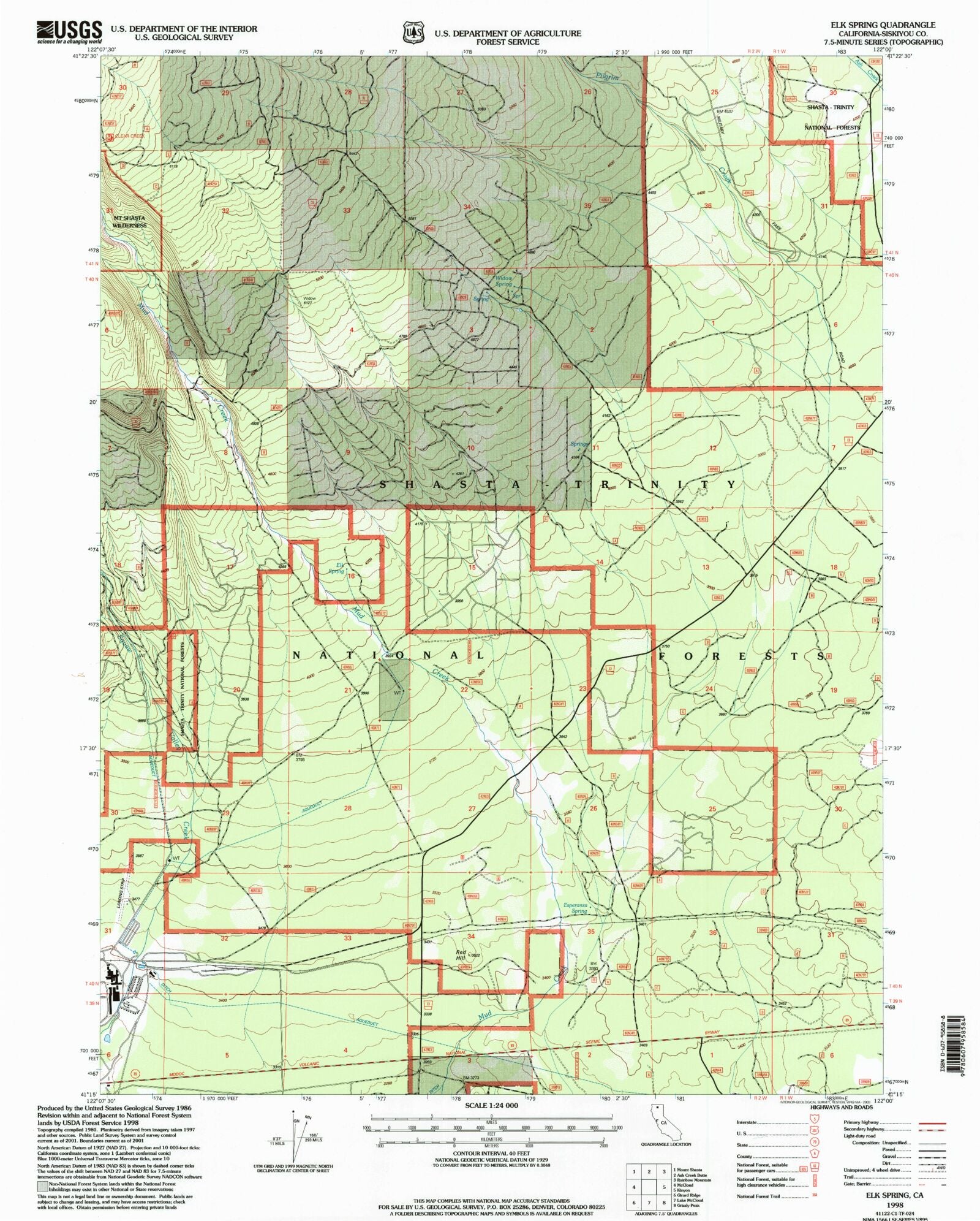 Classic USGS Elk Spring California 7.5'x7.5' Topo Map – MyTopo Map Store