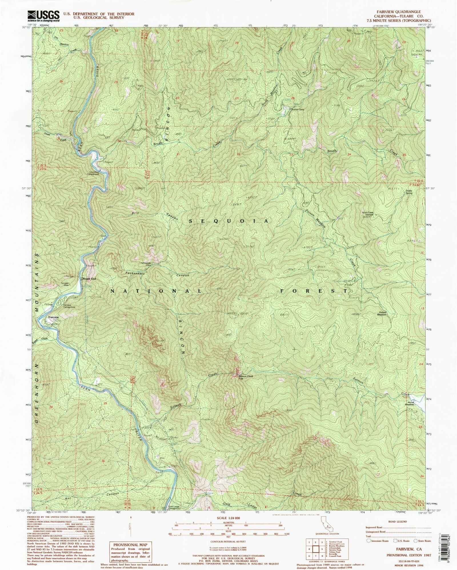 Classic USGS Fairview California 7.5'x7.5' Topo Map – MyTopo Map Store