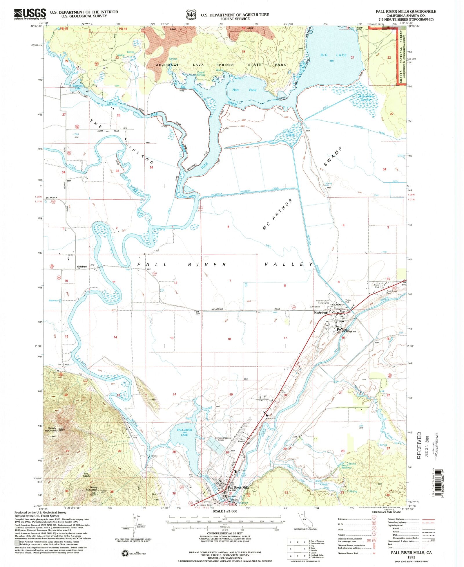 Classic USGS Fall River Mills California 7.5'x7.5' Topo Map – MyTopo ...