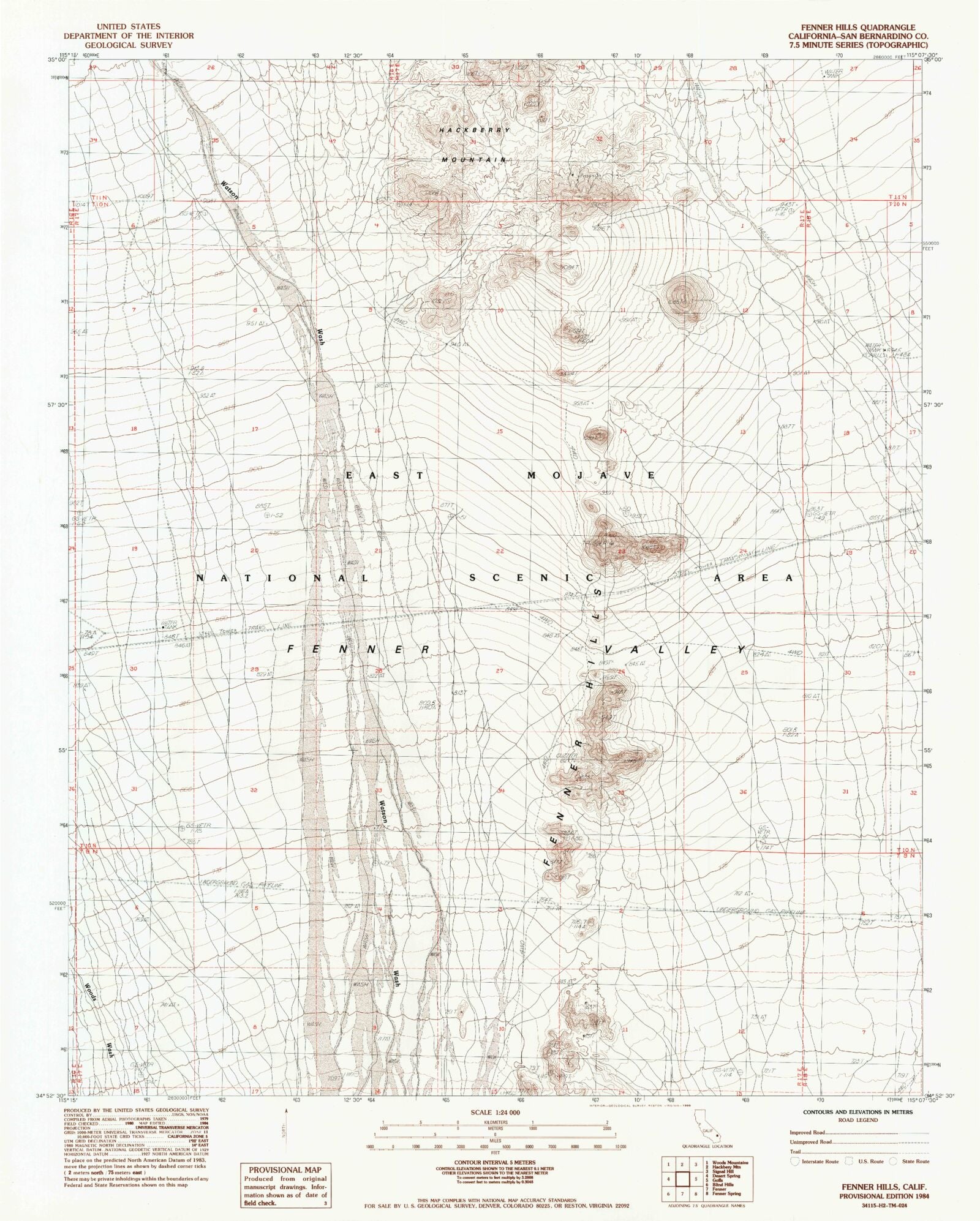 Classic USGS Fenner Hills California 7.5'x7.5' Topo Map – MyTopo Map Store