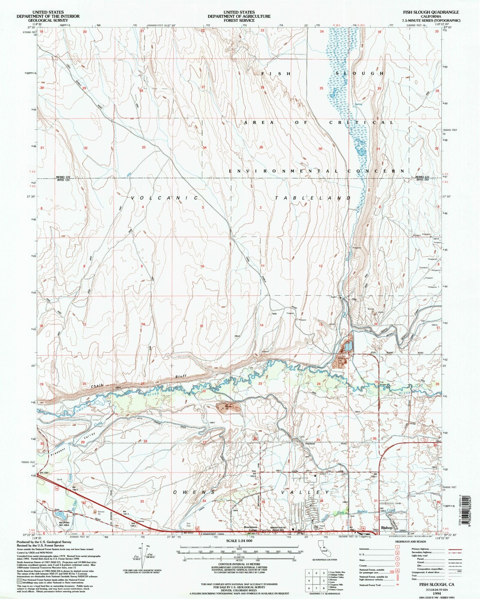 Classic USGS Fish Slough California 7.5'x7.5' Topo Map – MyTopo Map Store