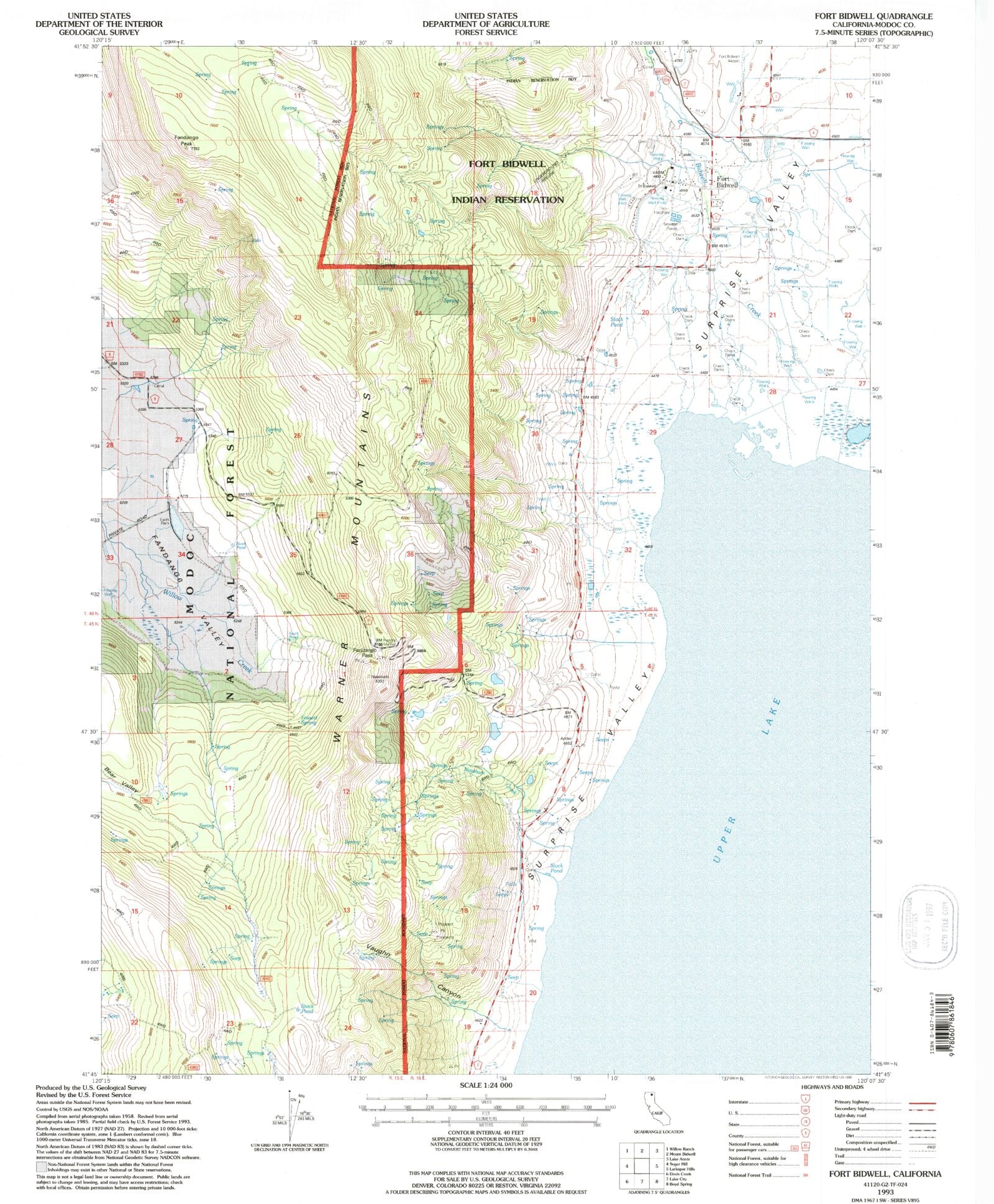 Classic USGS Fort Bidwell California 7.5'x7.5' Topo Map – MyTopo Map Store