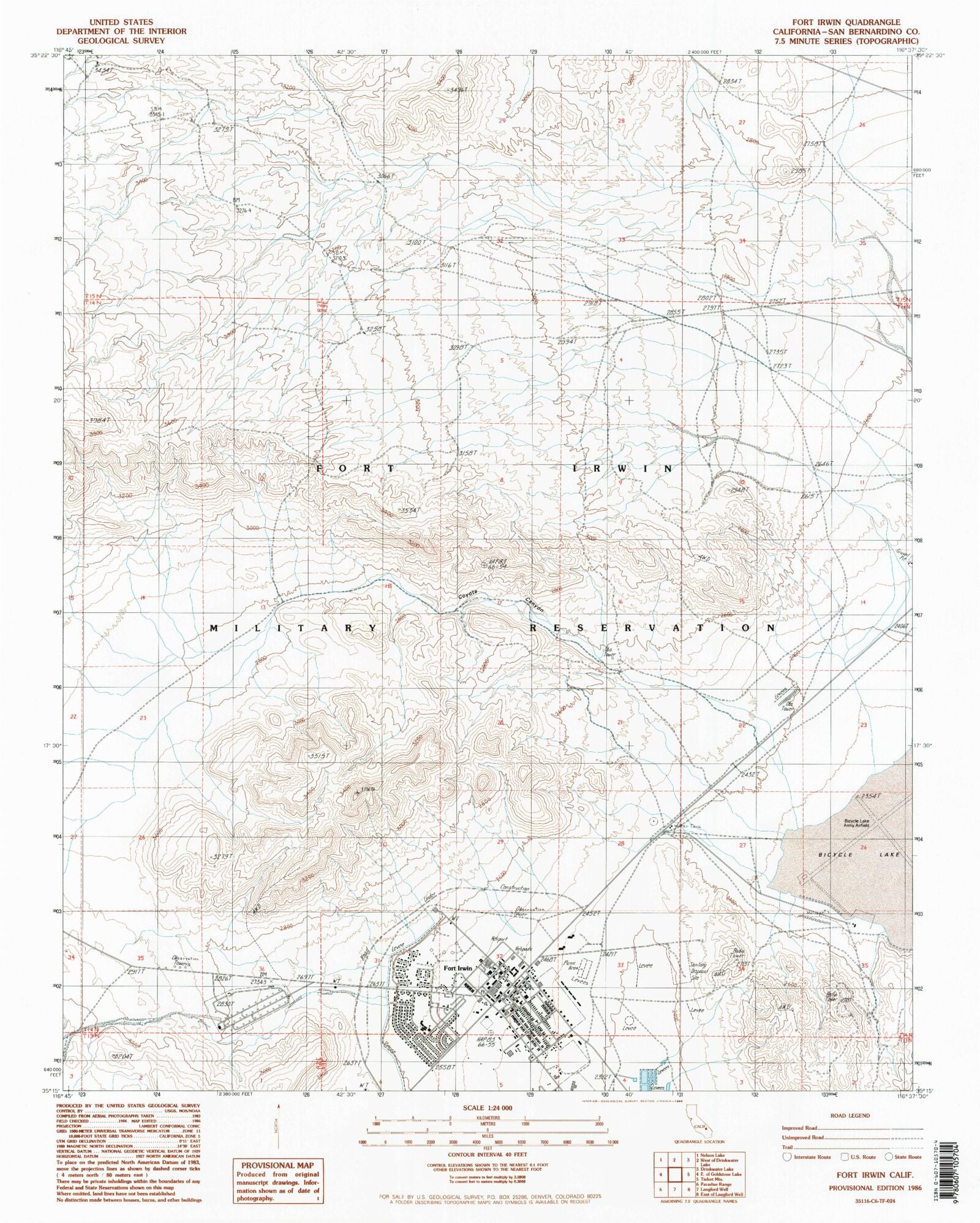 Classic USGS Fort Irwin California 7.5'x7.5' Topo Map – MyTopo Map Store