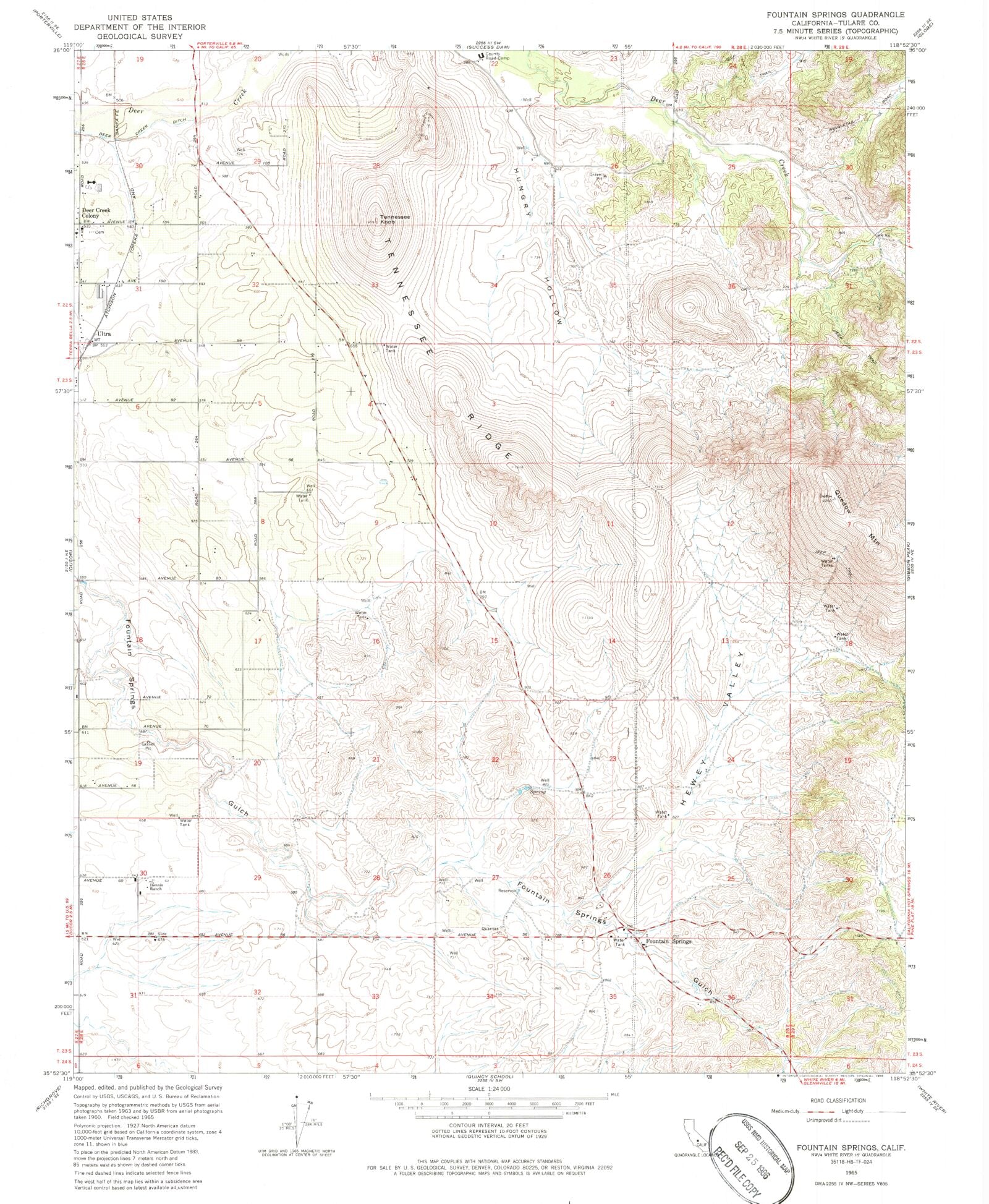 Classic USGS Fountain Springs California 7.5'x7.5' Topo Map – MyTopo ...