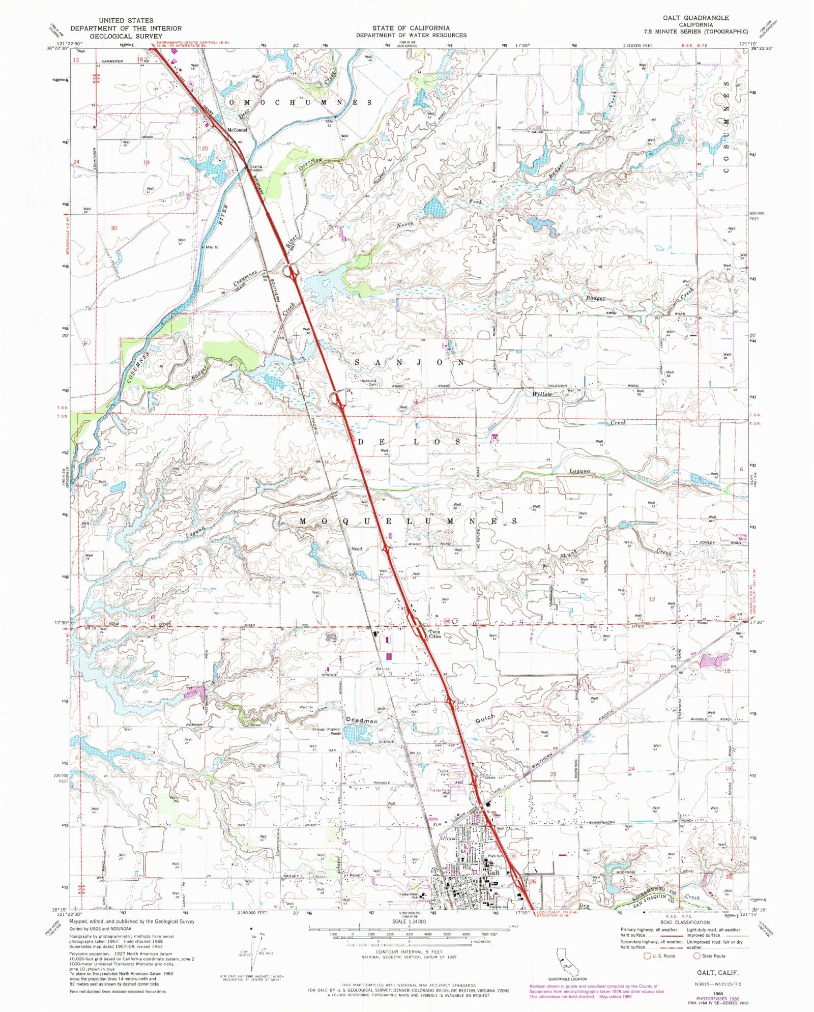 Classic USGS Galt California 7.5'x7.5' Topo Map – MyTopo Map Store