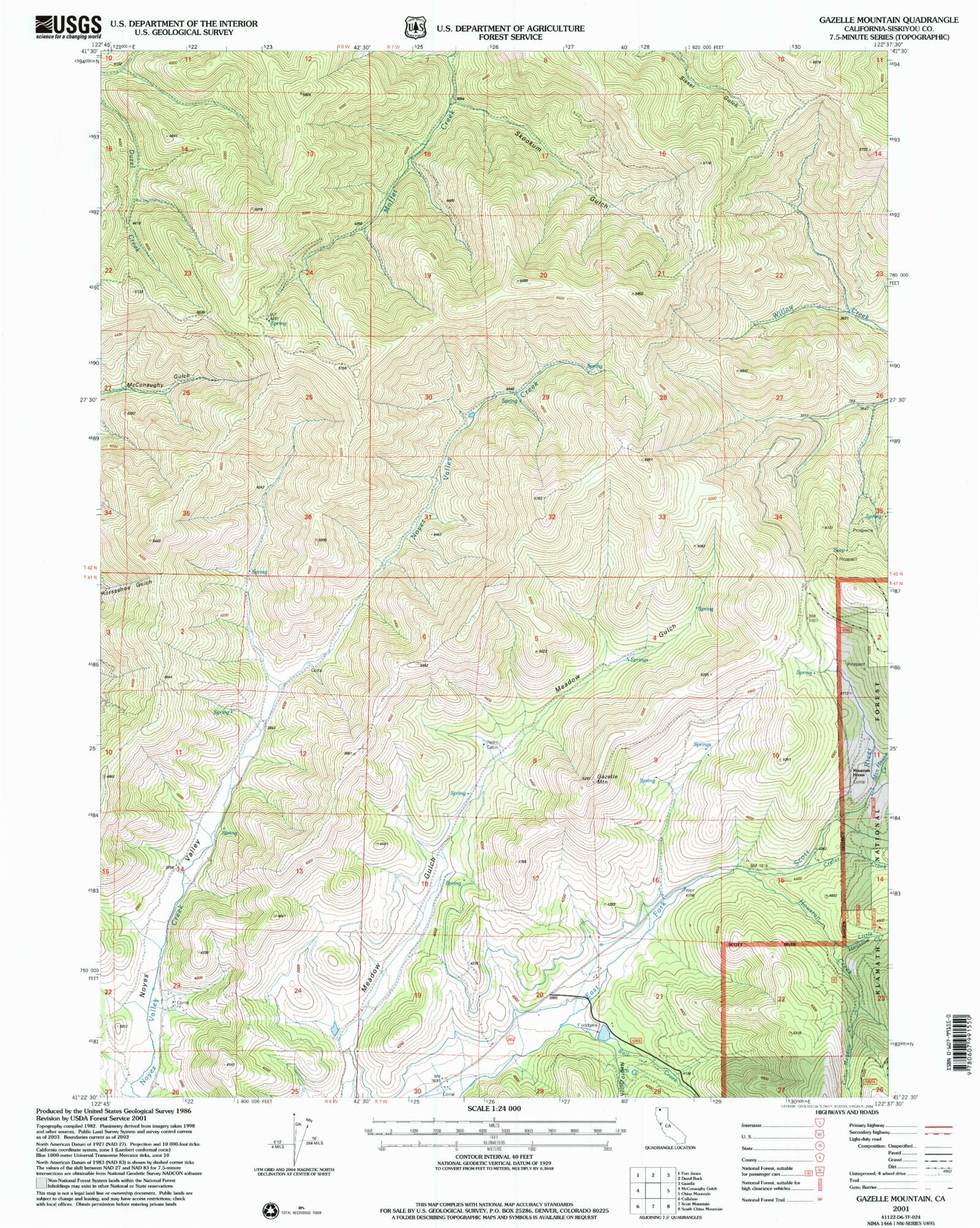 Classic USGS Gazelle Mountain California 7.5'x7.5' Topo Map – MyTopo ...