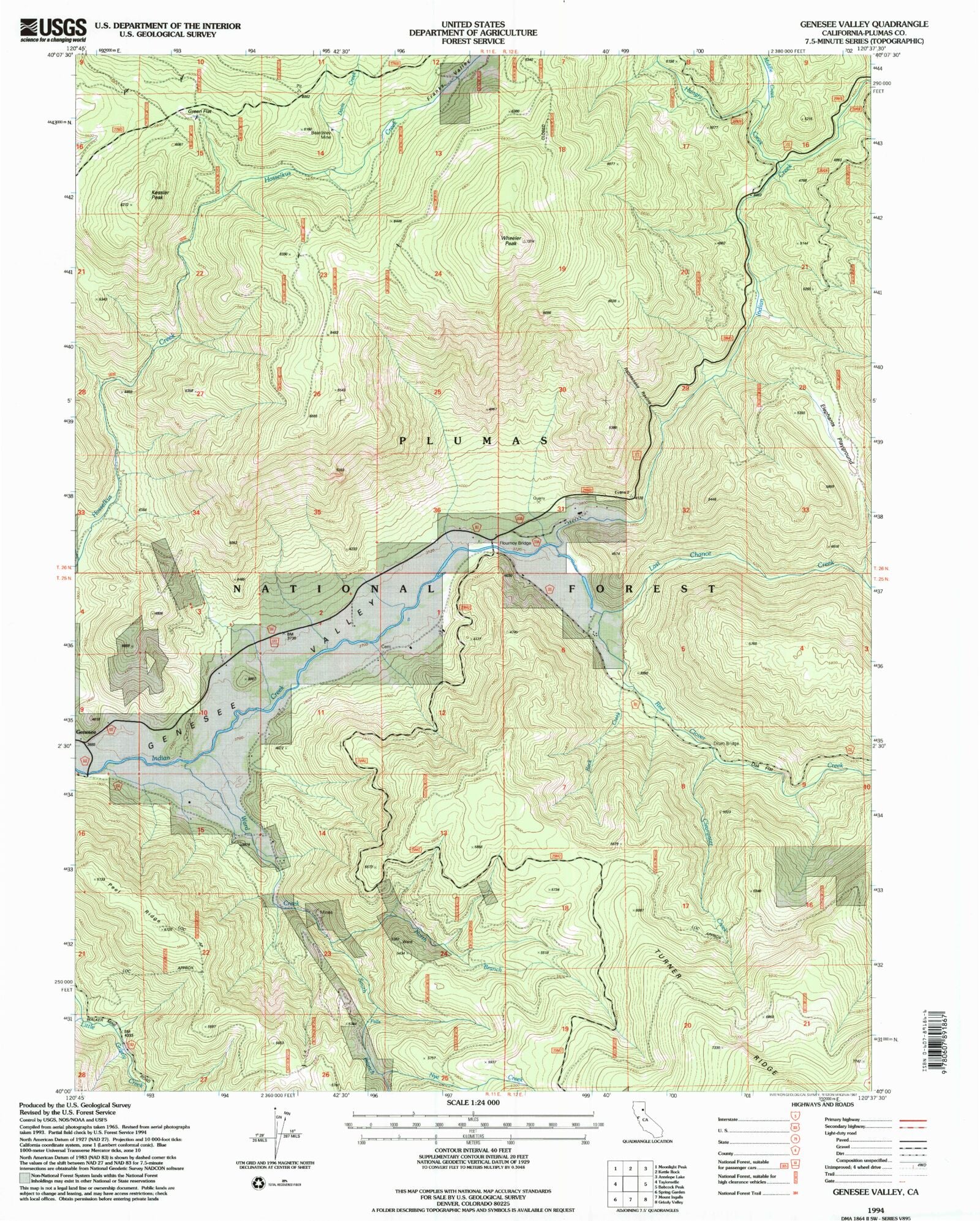 Classic USGS Genesee Valley California 7.5'x7.5' Topo Map – MyTopo Map ...