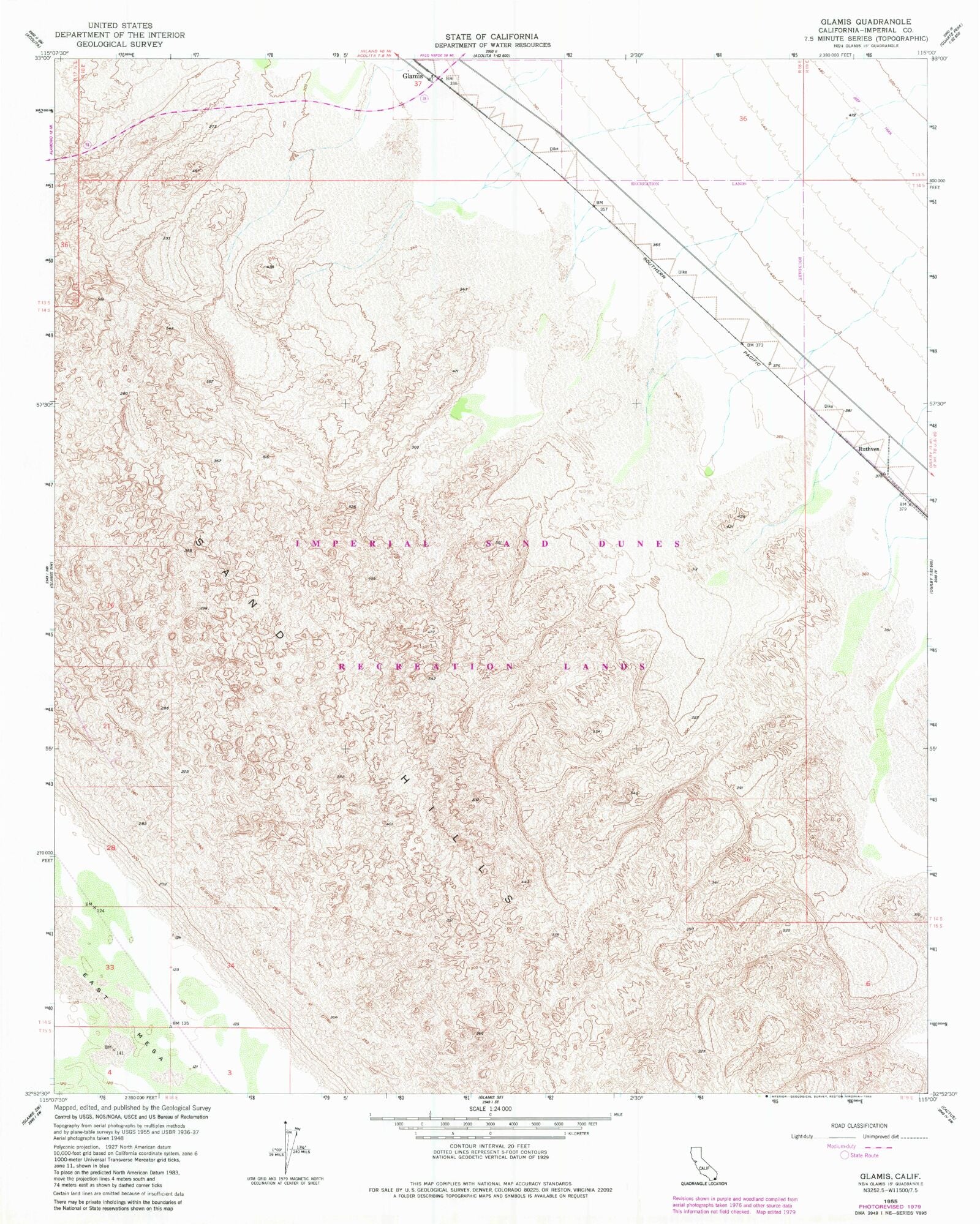 Classic USGS Glamis California 7.5'x7.5' Topo Map – MyTopo Map Store