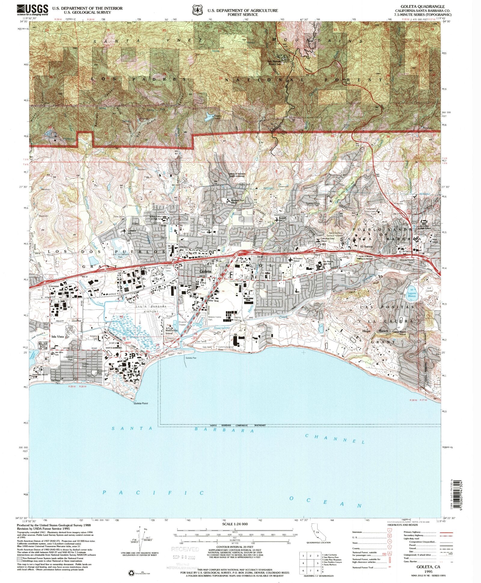 Classic USGS Goleta California 7.5'x7.5' Topo Map – MyTopo Map Store