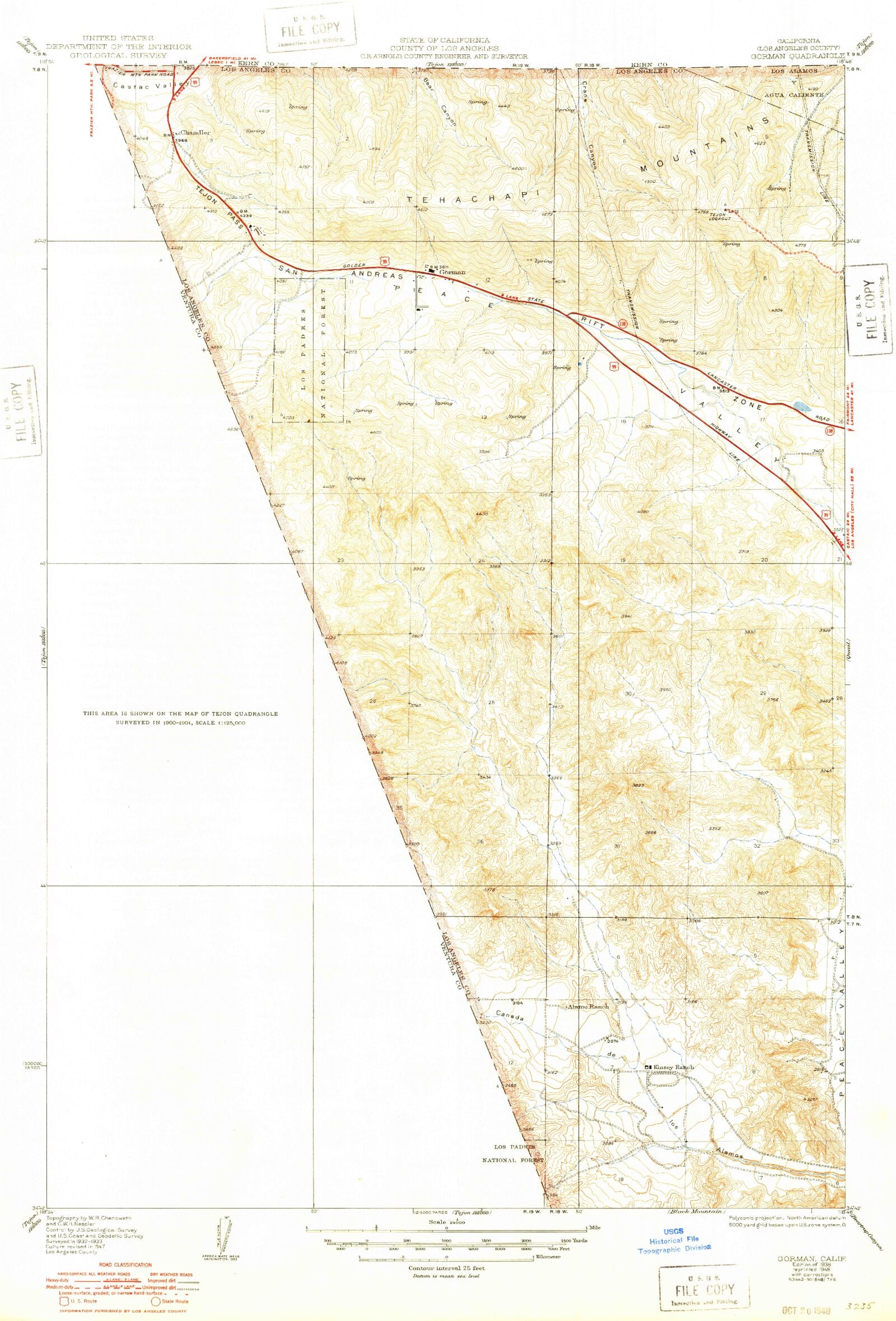 Classic USGS Gorman California 7.5'x7.5' Topo Map – MyTopo Map Store
