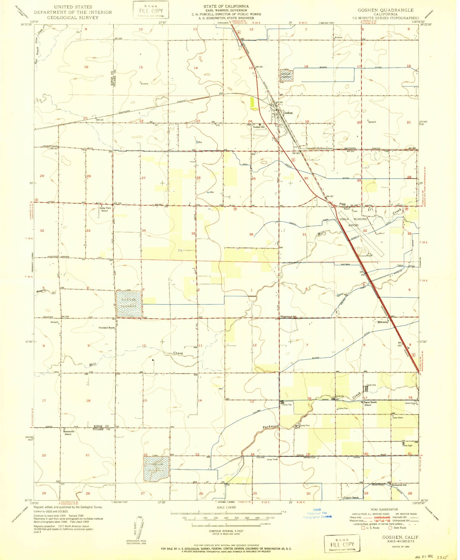 Classic USGS Goshen California 7.5'x7.5' Topo Map – MyTopo Map Store
