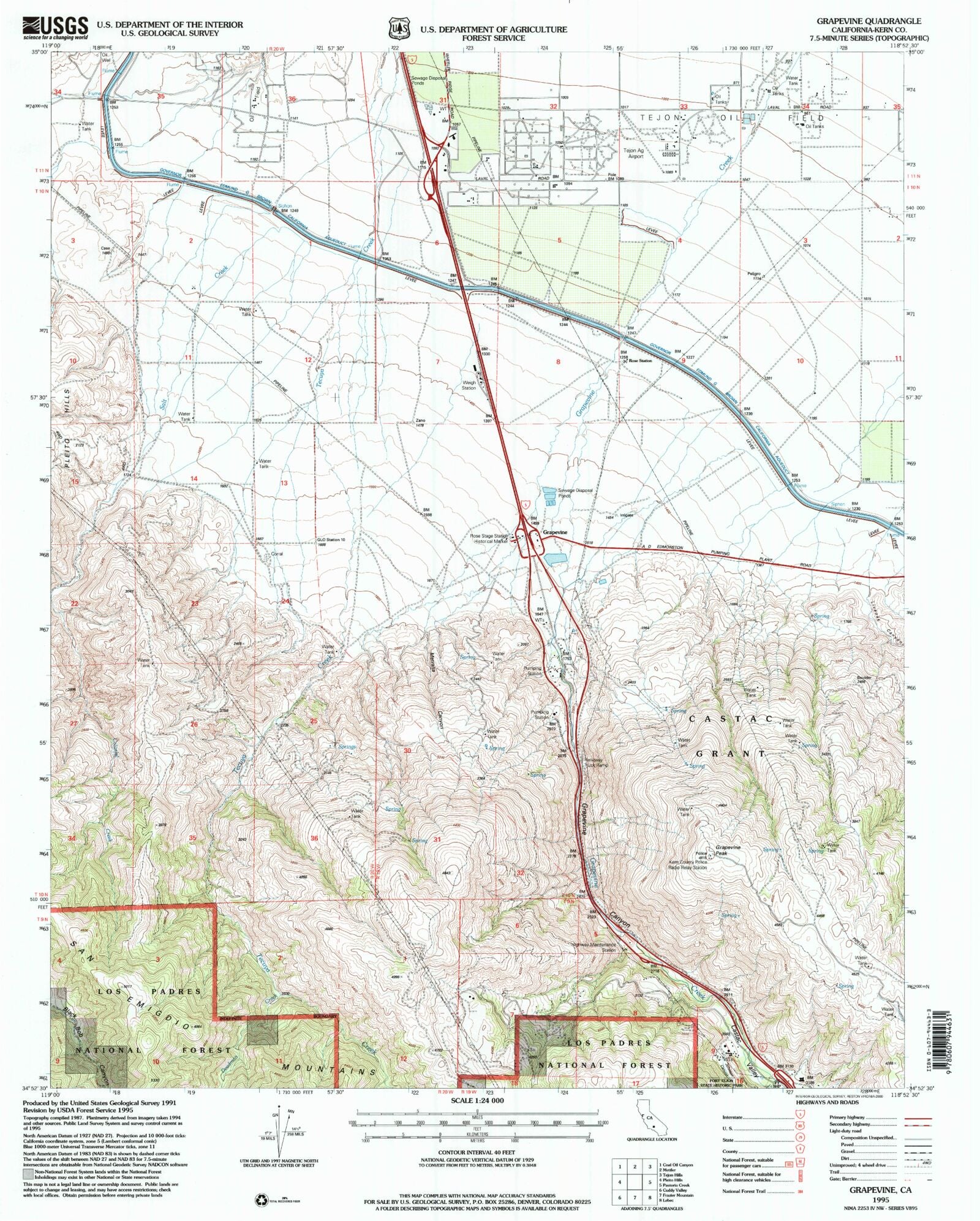 Classic USGS Grapevine California 7.5'x7.5' Topo Map – MyTopo Map Store