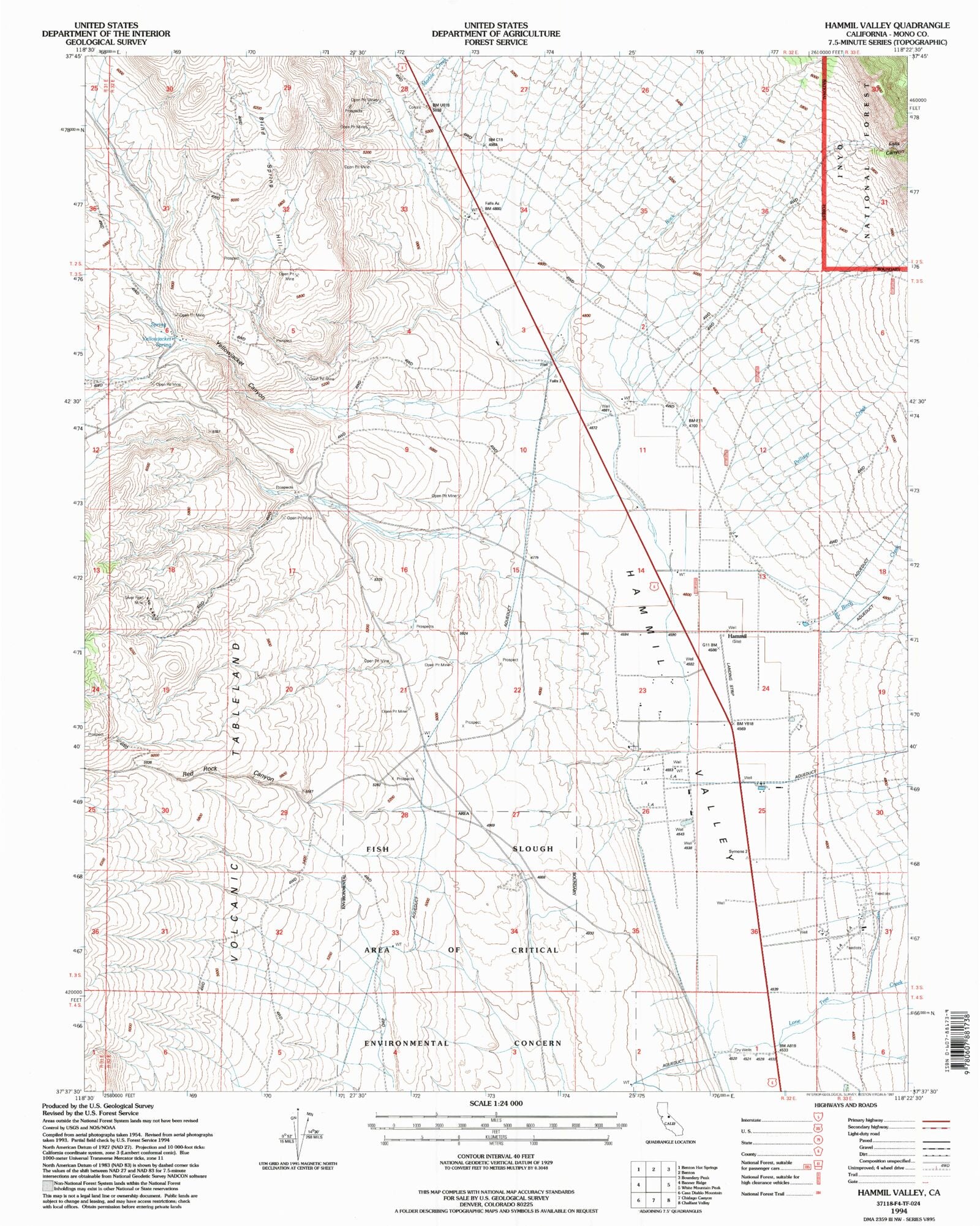 Classic USGS Hammil Valley California 7.5'x7.5' Topo Map – MyTopo Map Store