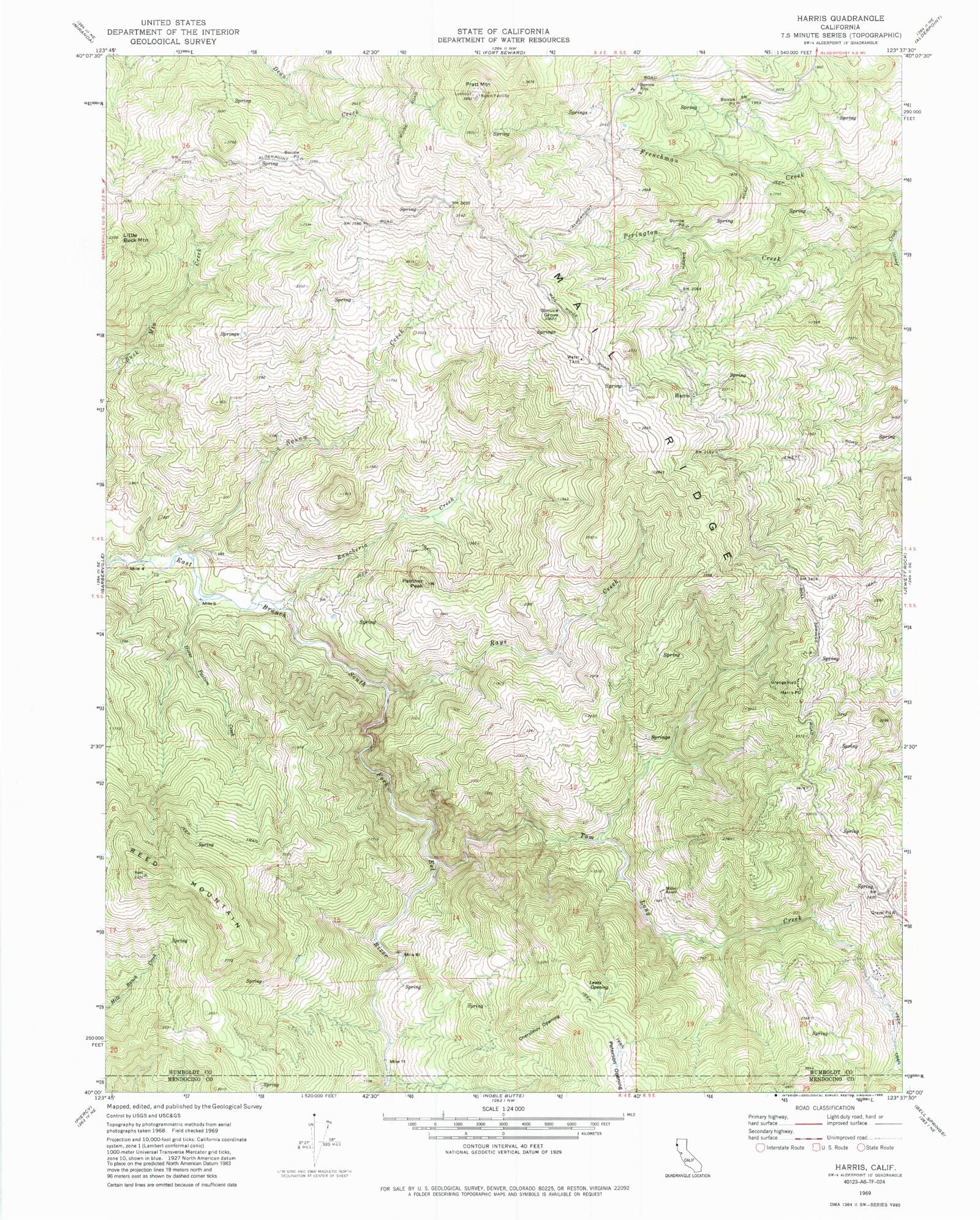 Classic USGS Harris California 7.5'x7.5' Topo Map – MyTopo Map Store