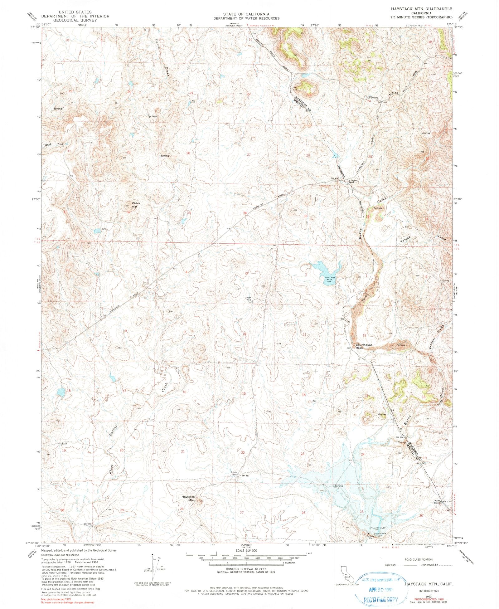 Classic USGS Haystack Mountain California 7.5'x7.5' Topo Map – MyTopo ...