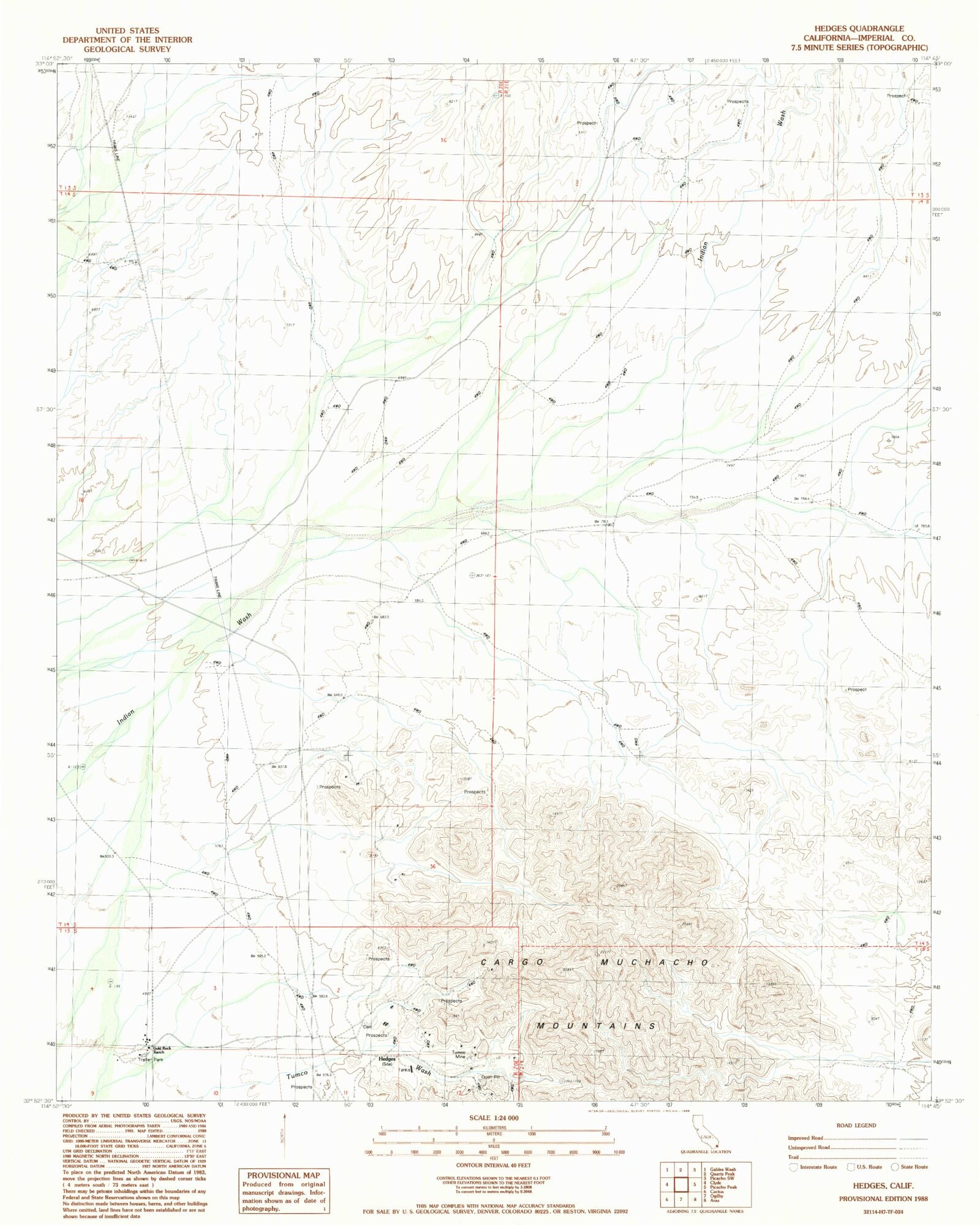 Classic USGS Hedges California 7.5'x7.5' Topo Map – MyTopo Map Store