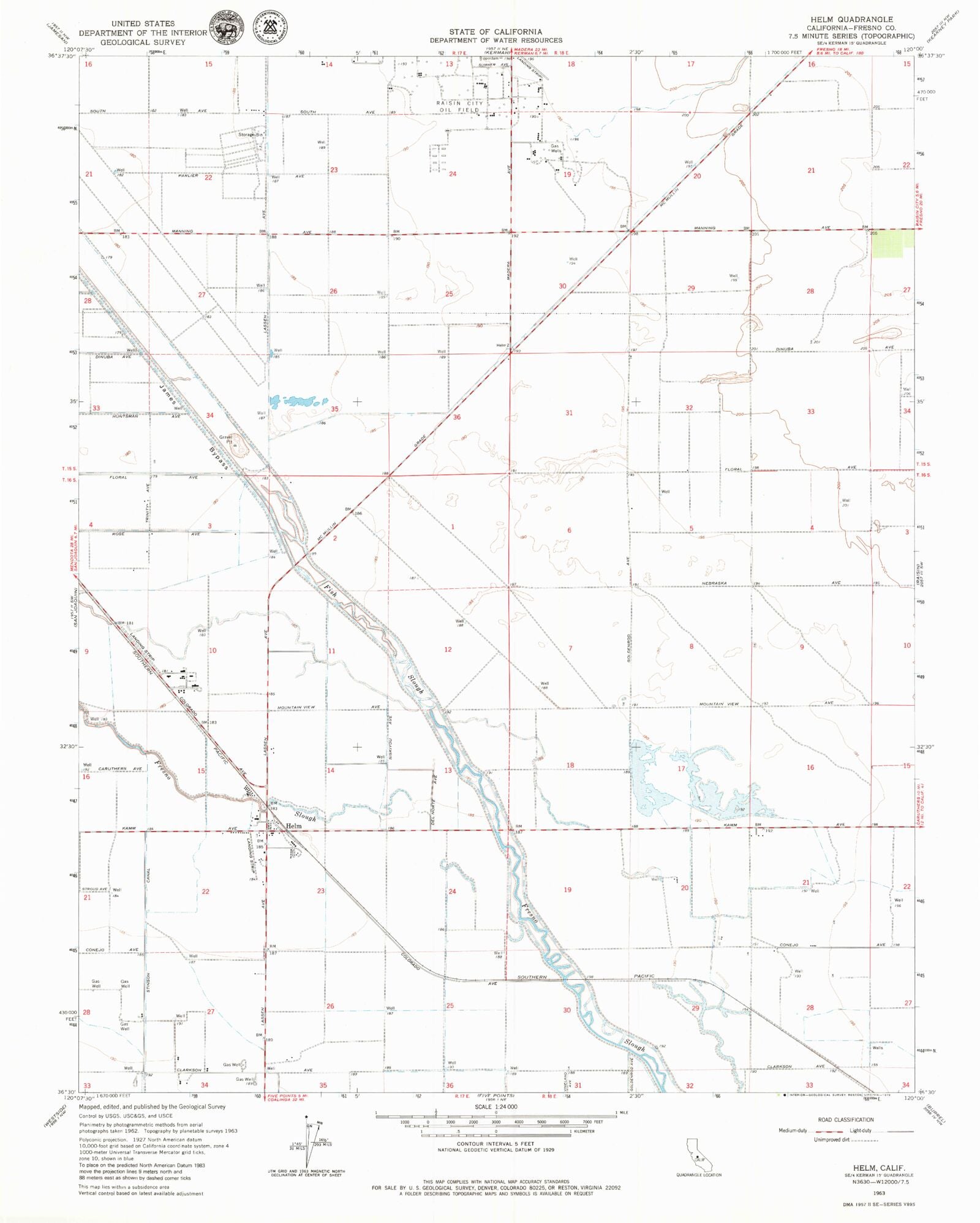 Classic USGS Helm California 7.5'x7.5' Topo Map – MyTopo Map Store