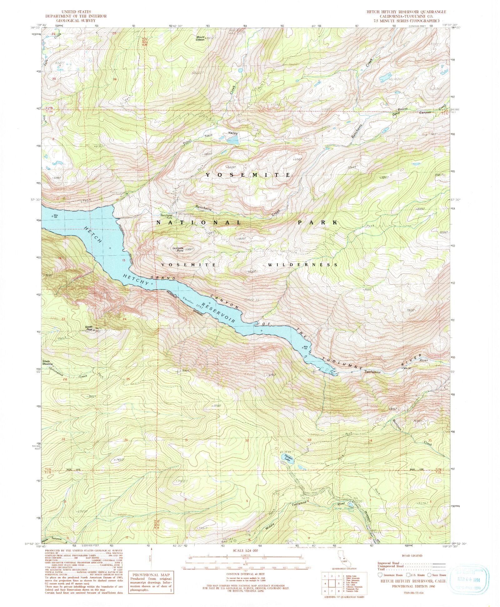 USGS Classic Hetch Hetchy Reservoir California 7.5'x7.5' Topo Map ...