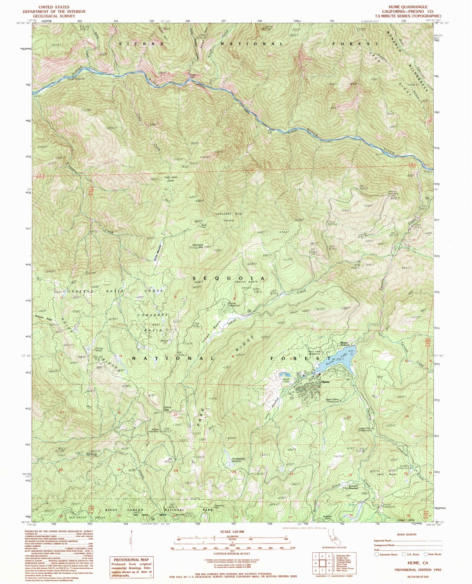 Classic USGS Hume California 7.5'x7.5' Topo Map – MyTopo Map Store