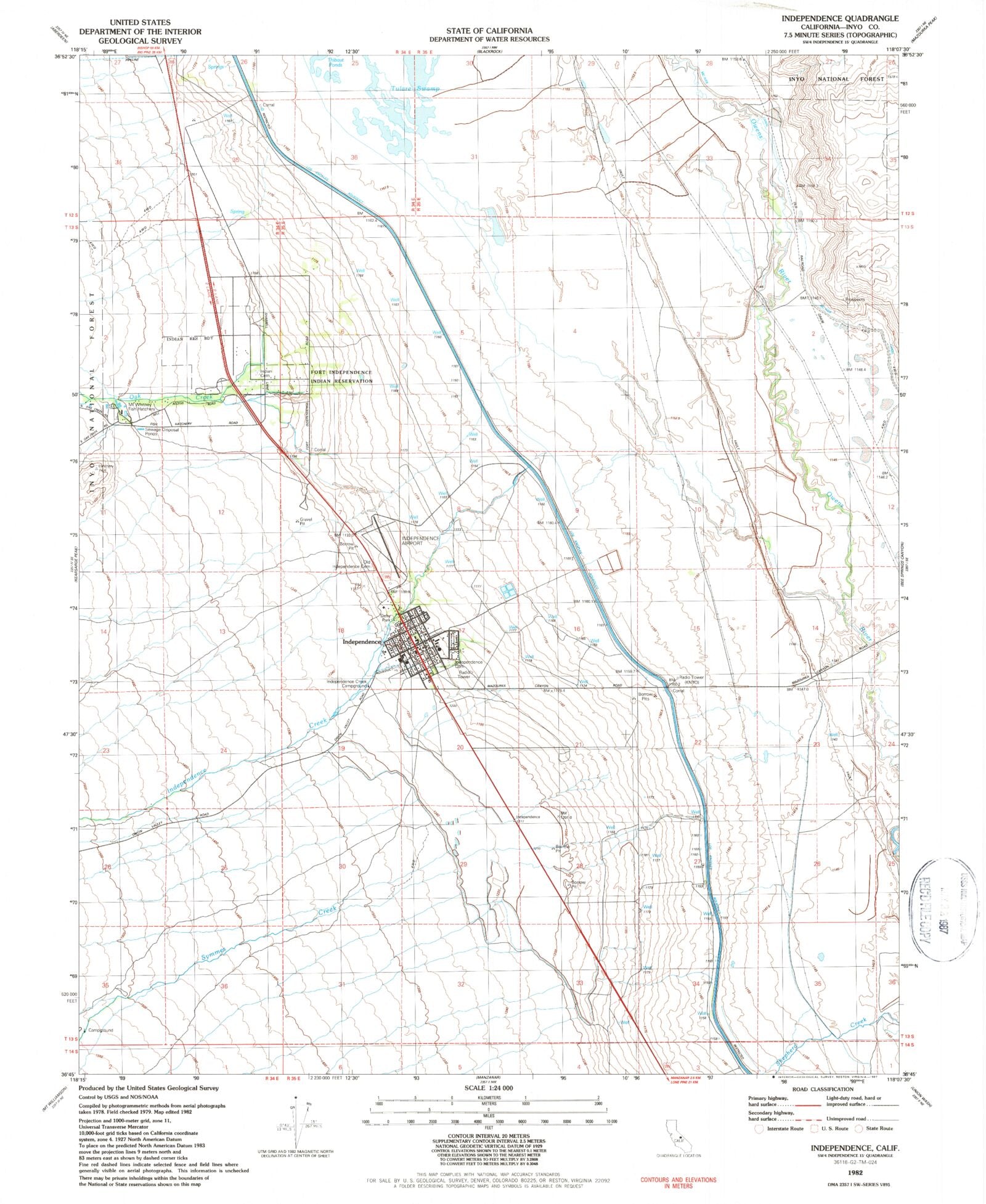 Classic USGS Independence California 7.5'x7.5' Topo Map – MyTopo Map Store