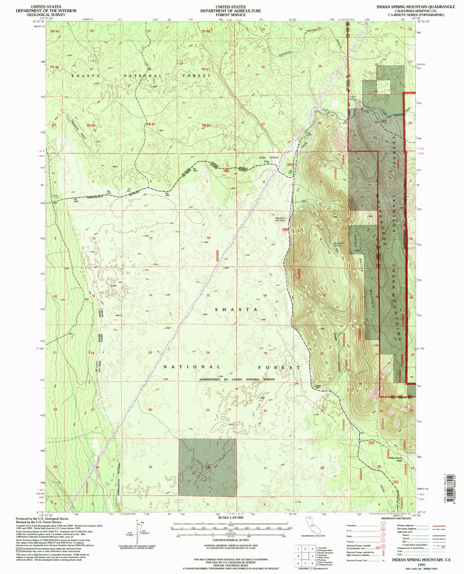 Classic USGS Indian Spring Mountain California 7.5'x7.5' Topo Map ...