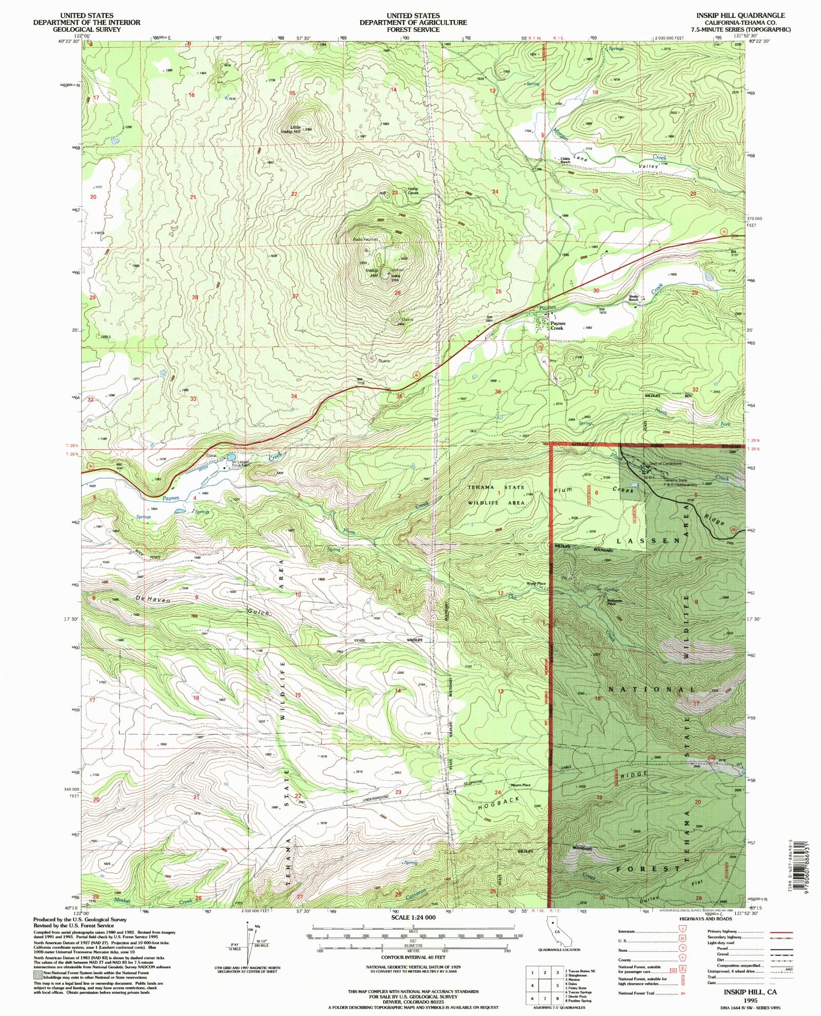 Classic USGS Inskip Hill California 7.5'x7.5' Topo Map – MyTopo Map Store