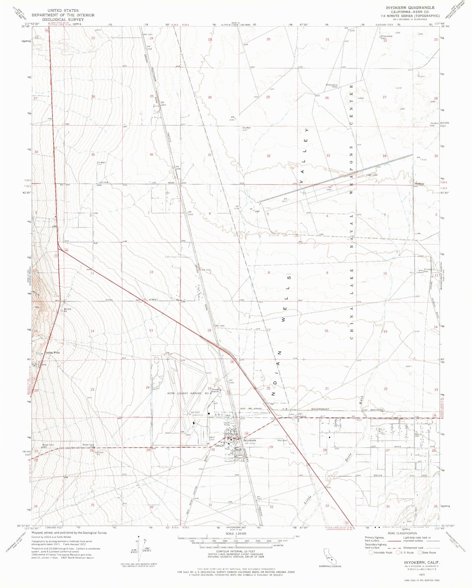 Classic USGS Inyokern California 7.5'x7.5' Topo Map – MyTopo Map Store