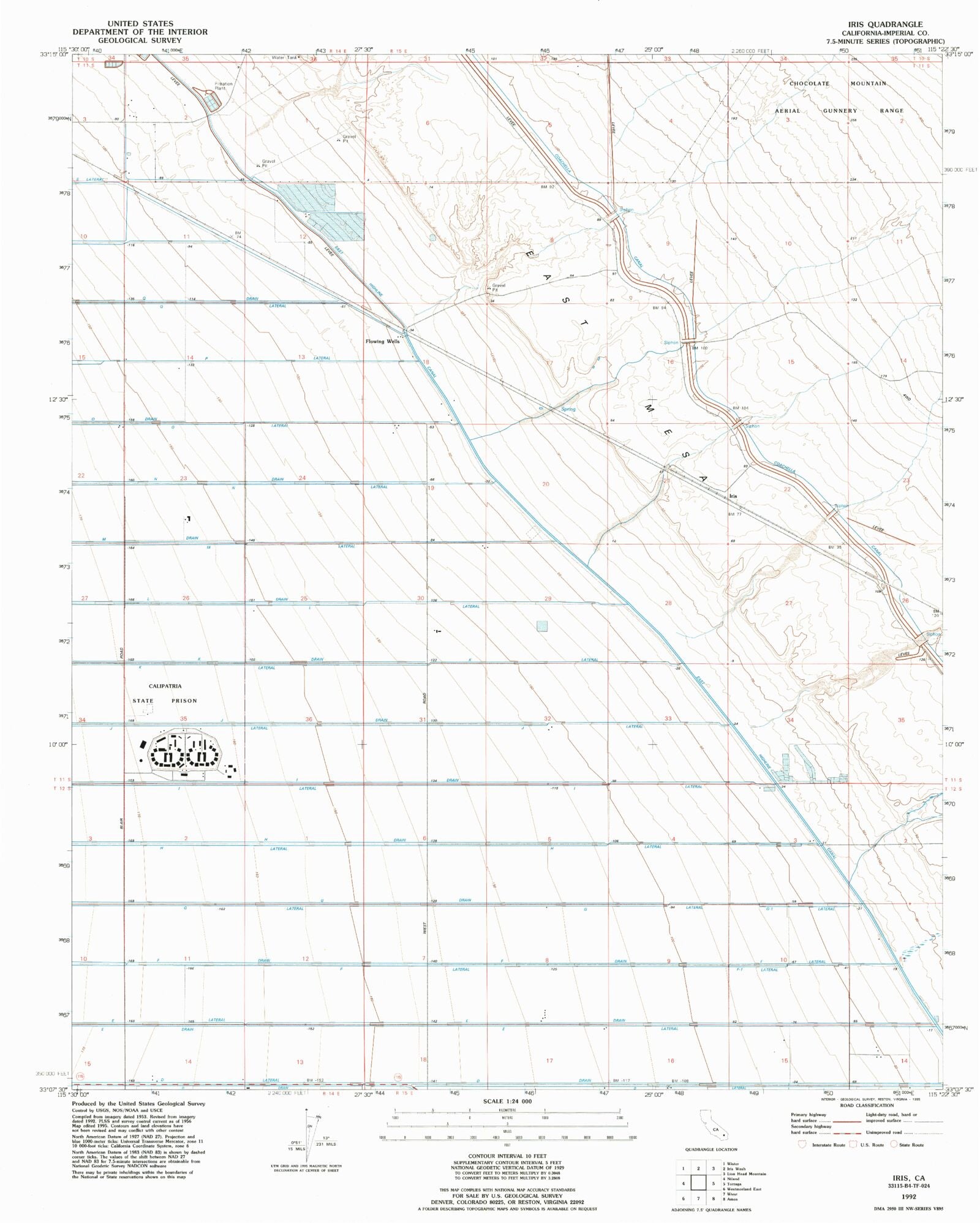 Classic USGS Iris California 7.5'x7.5' Topo Map – MyTopo Map Store