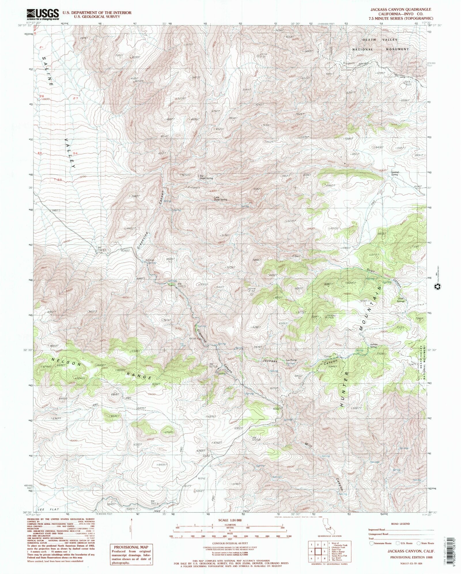 Classic USGS Jackass Canyon California 7.5'x7.5' Topo Map – MyTopo Map ...