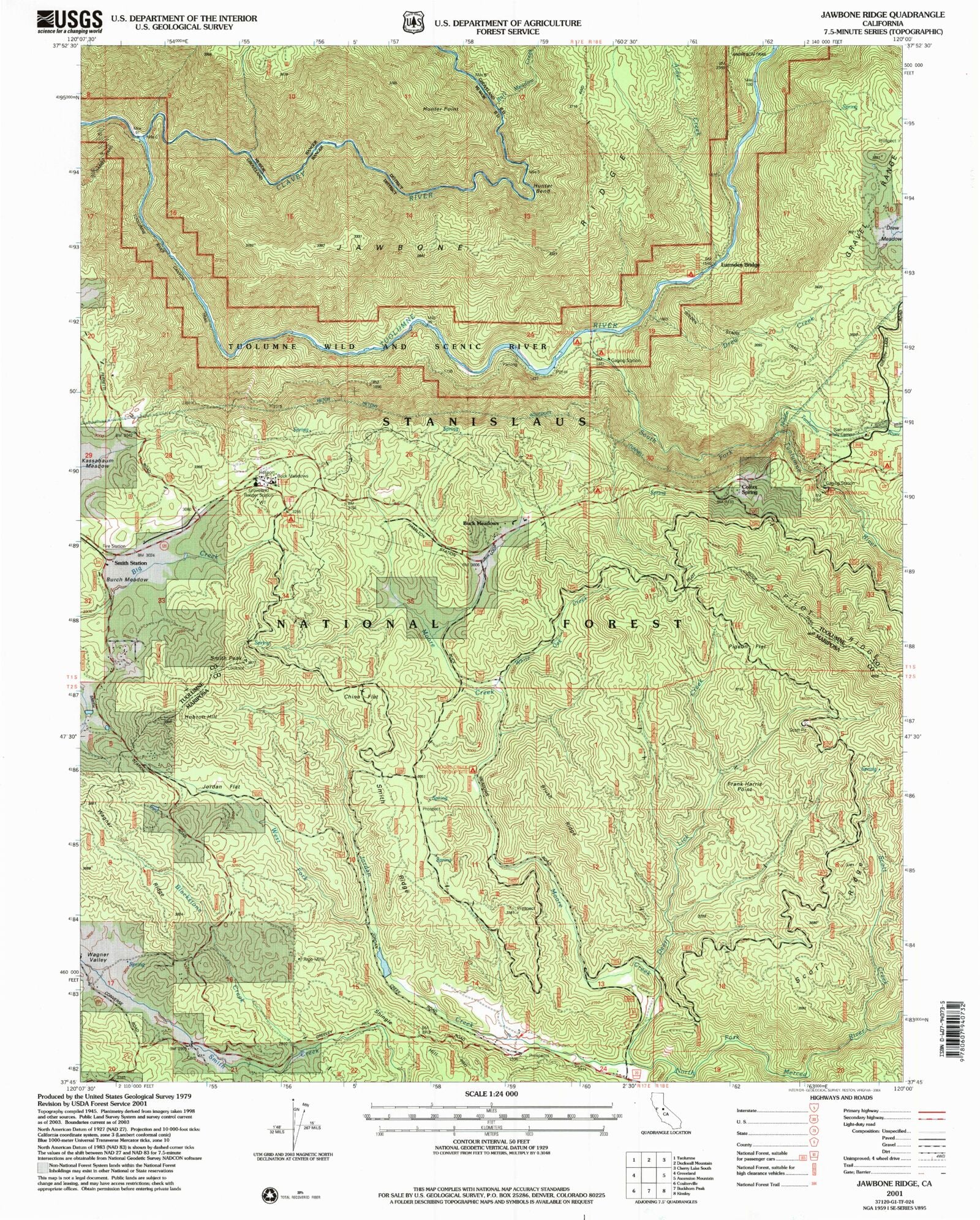 Classic USGS Jawbone Ridge California 7.5'x7.5' Topo Map – MyTopo Map Store