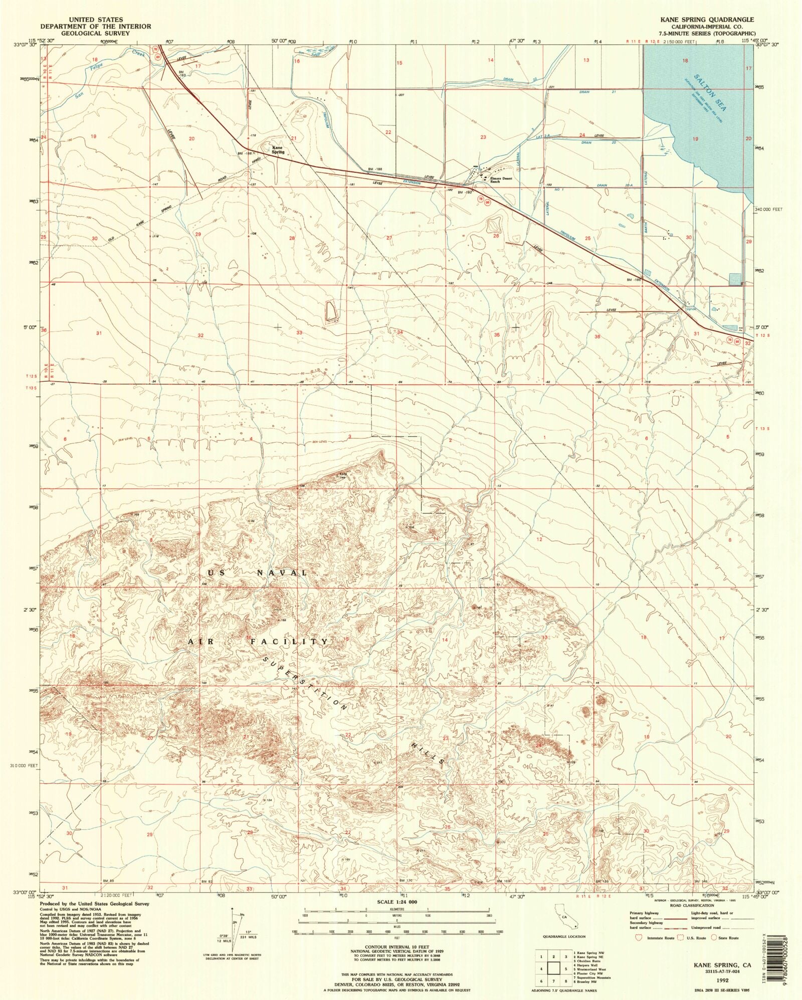 Classic USGS Kane Spring California 7.5'x7.5' Topo Map – MyTopo Map Store