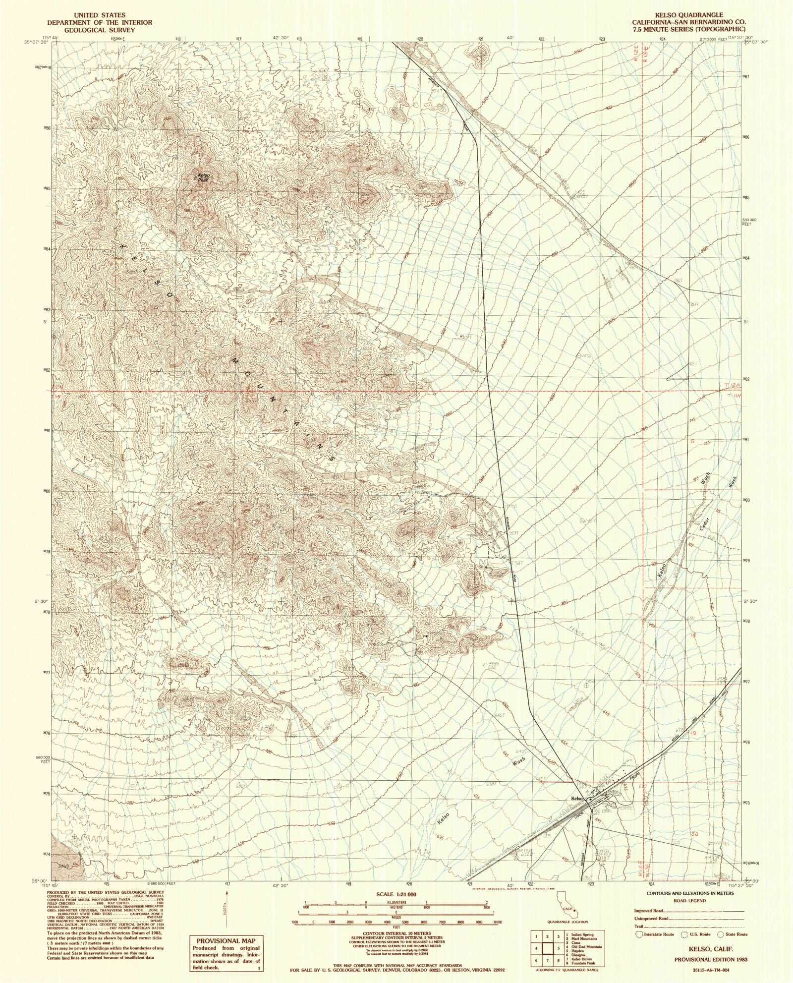 Classic USGS Kelso California 7.5'x7.5' Topo Map – MyTopo Map Store