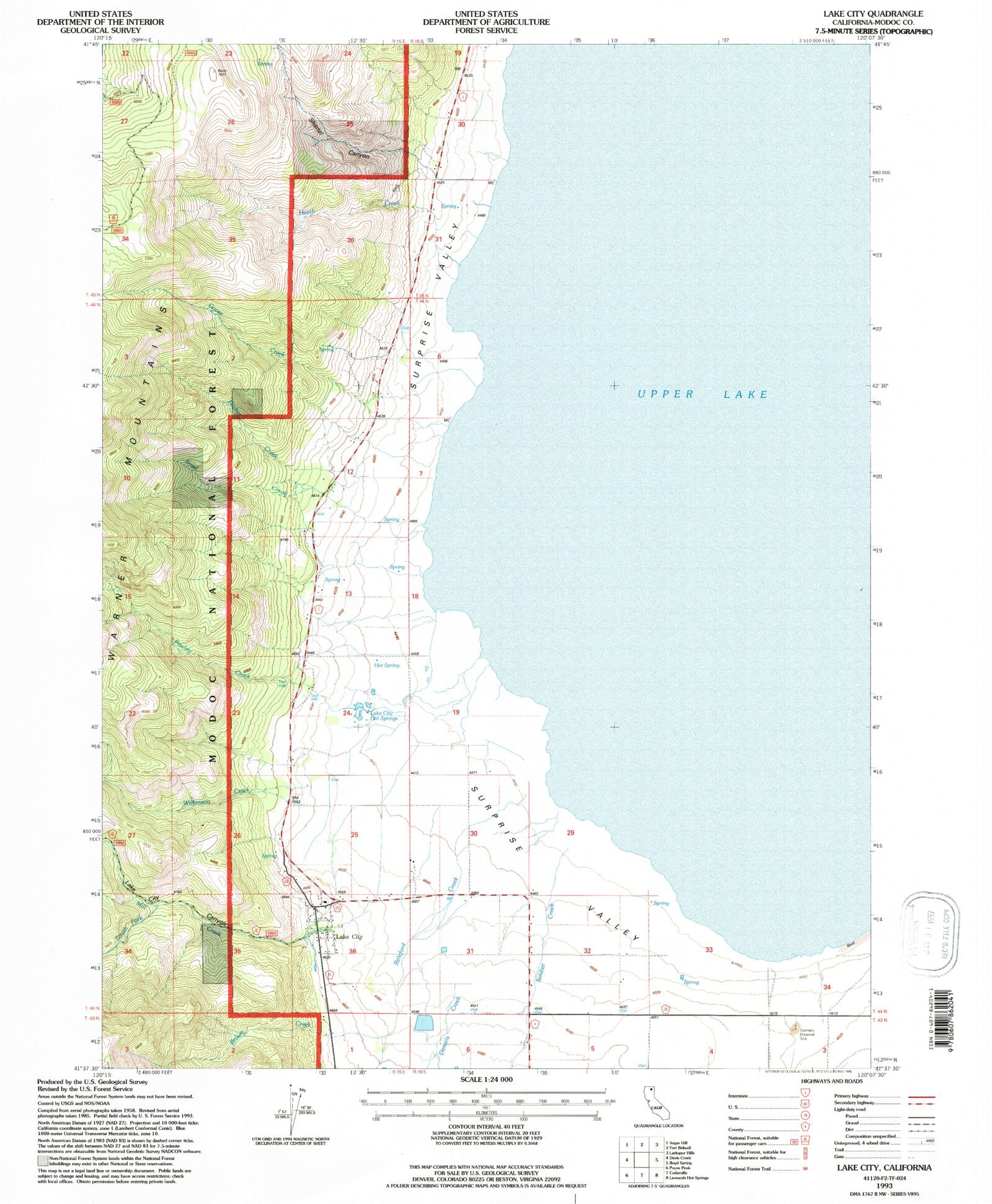Classic USGS Lake City California 7.5'x7.5' Topo Map – MyTopo Map Store