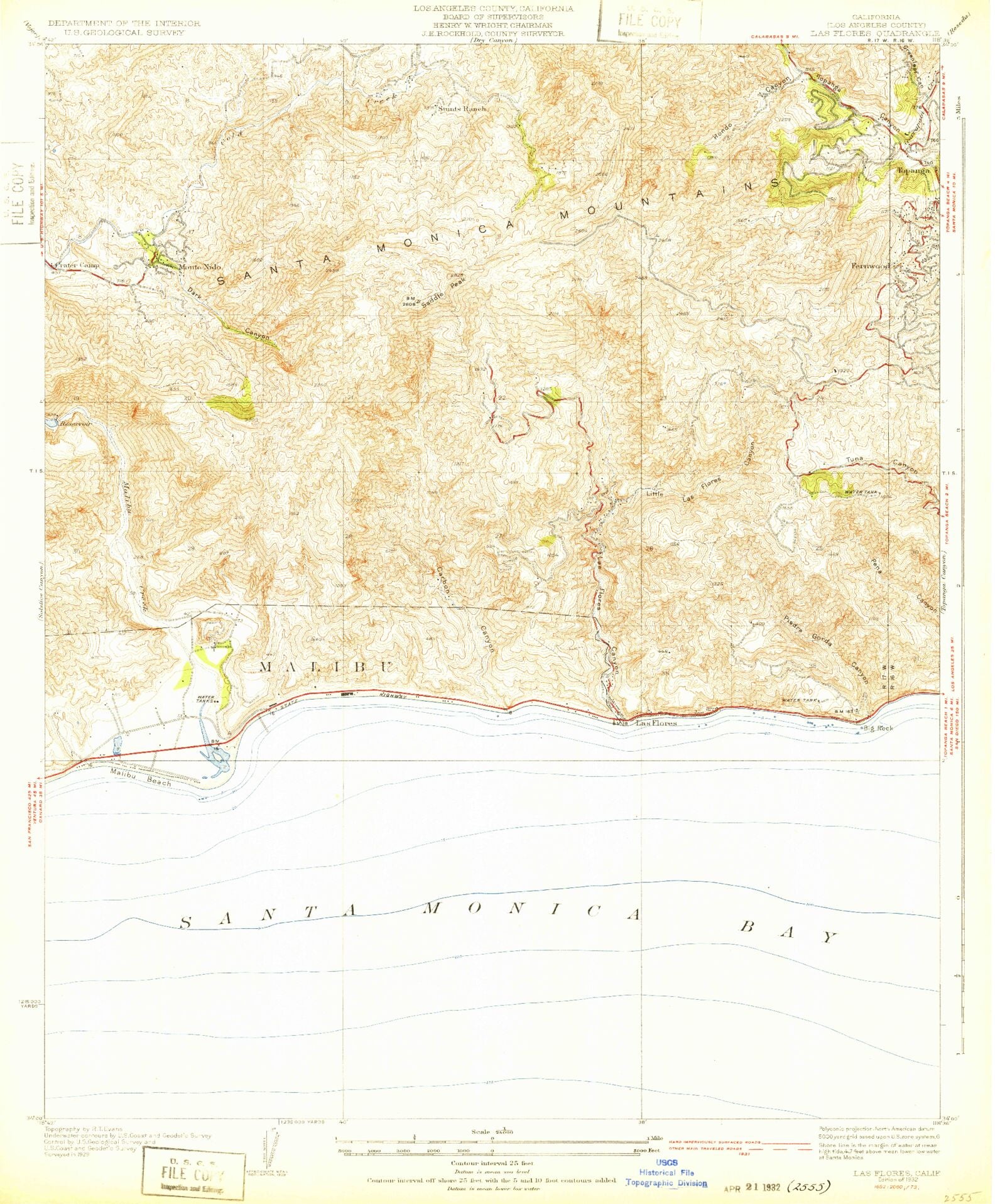 Classic USGS Las Flores California 7.5'x7.5' Topo Map – MyTopo Map Store