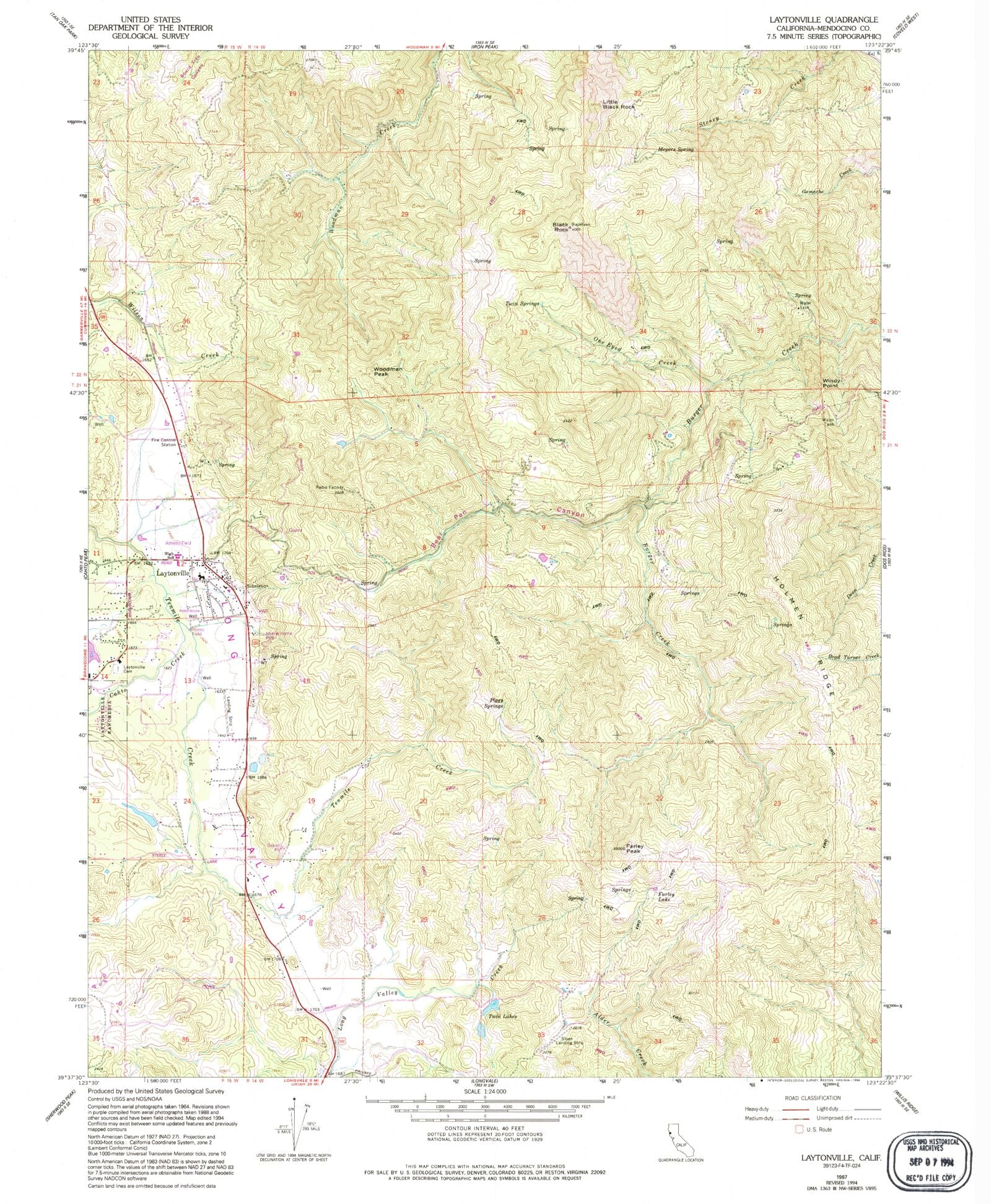 Classic USGS Laytonville California 7.5'x7.5' Topo Map – MyTopo Map Store