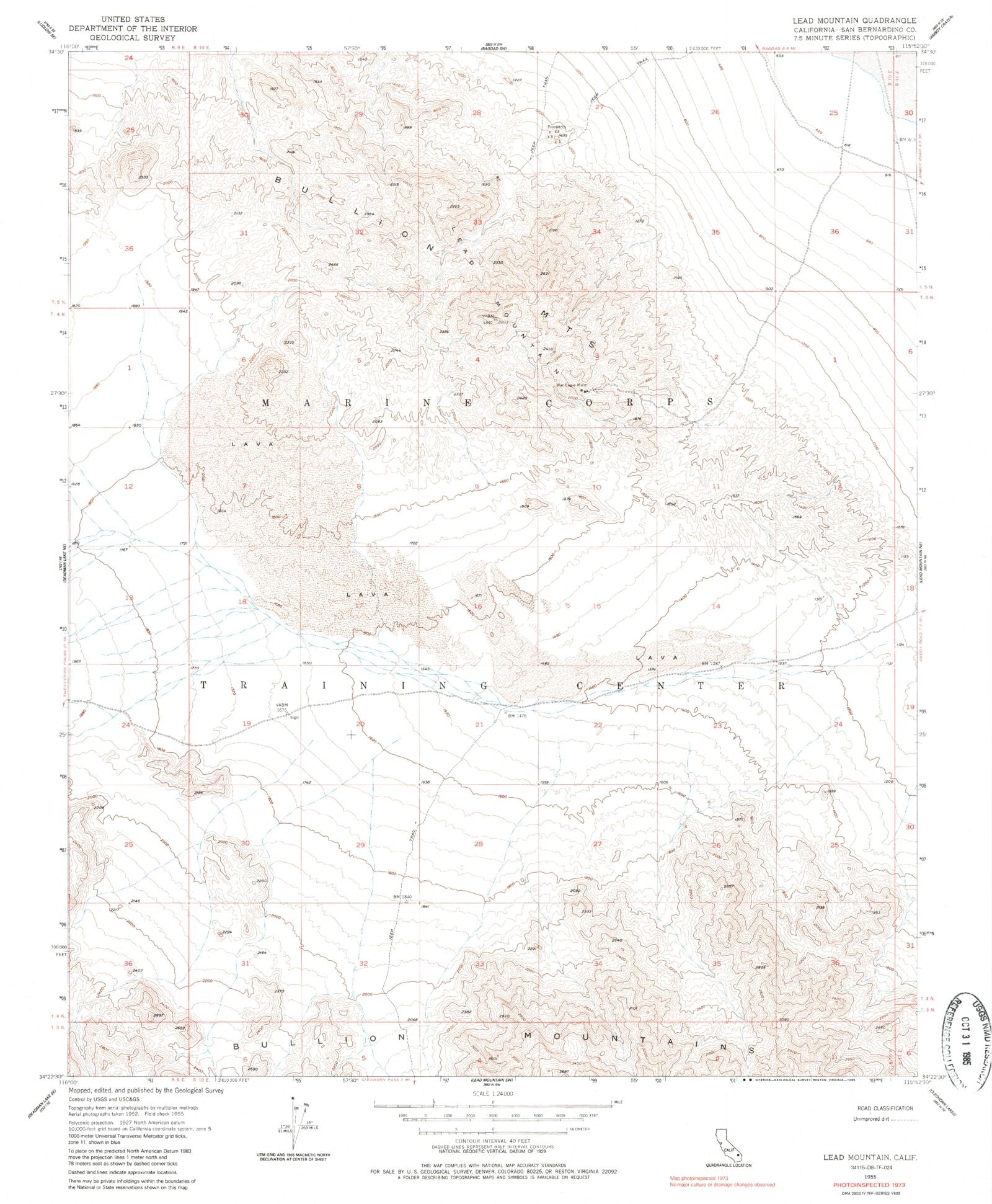 Classic USGS Lead Mountain California 7.5'x7.5' Topo Map – MyTopo Map Store