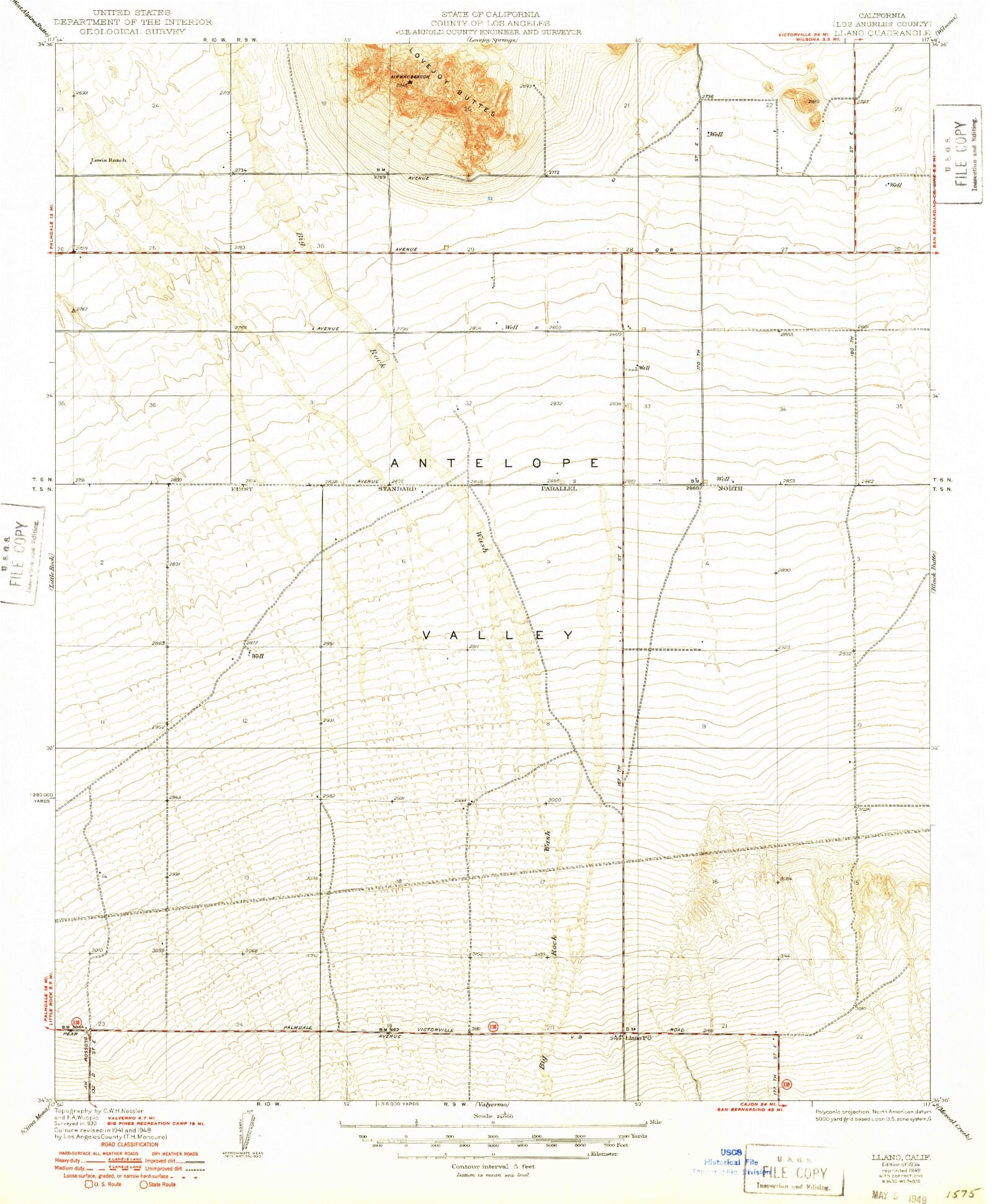 Classic USGS Llano California 7.5'x7.5' Topo Map – MyTopo Map Store