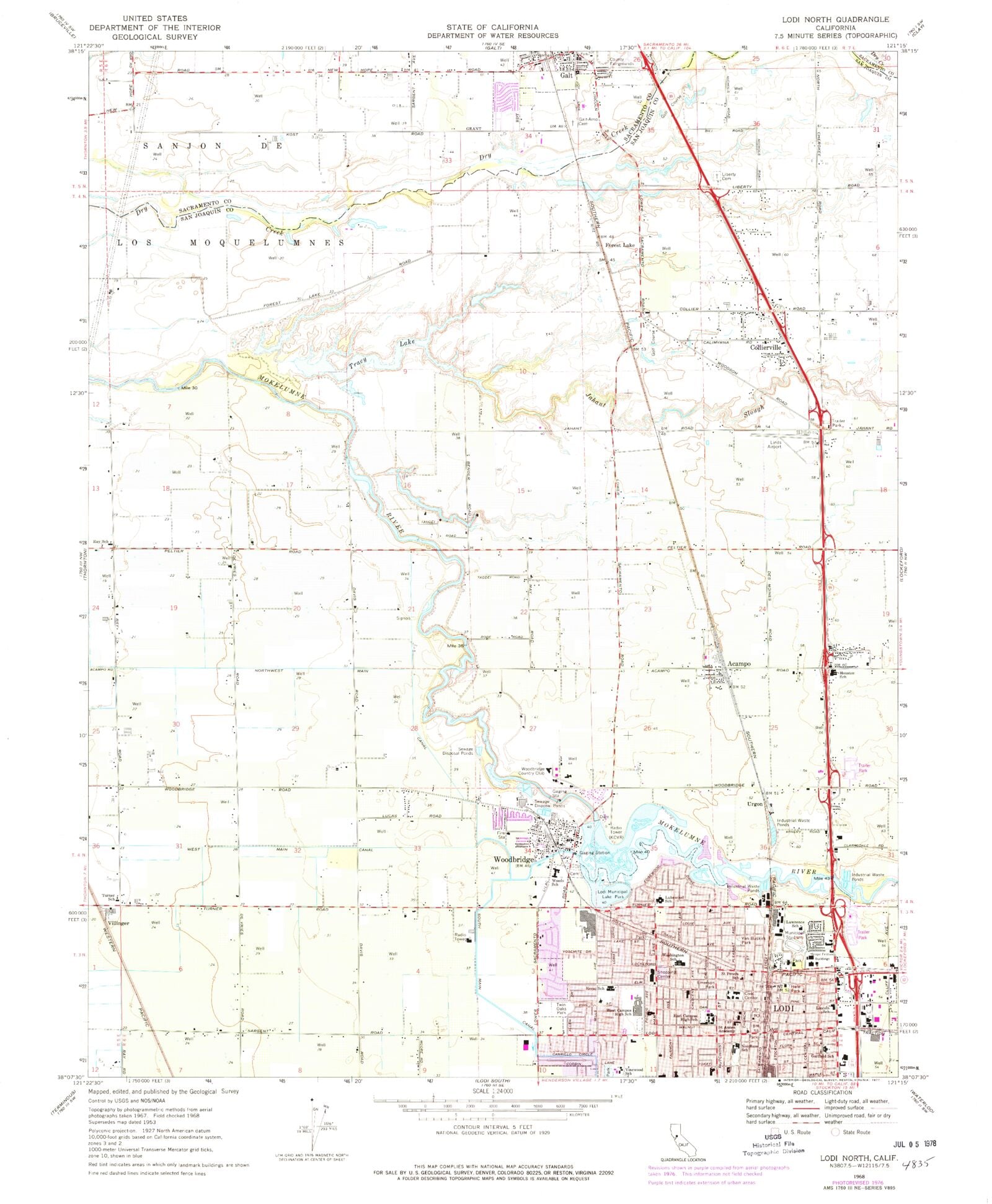 Classic USGS Lodi North California 7.5'x7.5' Topo Map – MyTopo Map Store