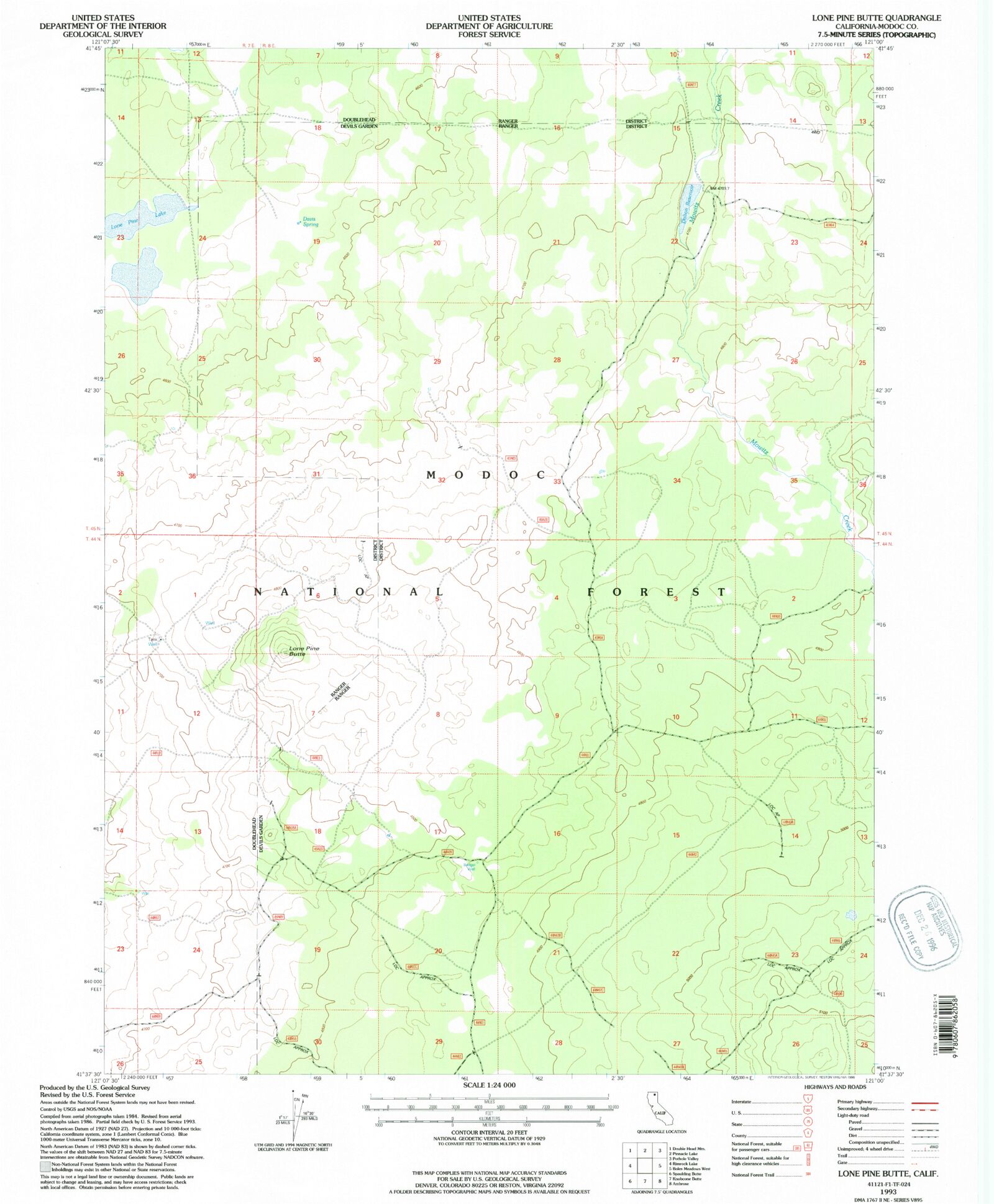 Classic USGS Lone Pine Butte California 7.5'x7.5' Topo Map – MyTopo Map ...
